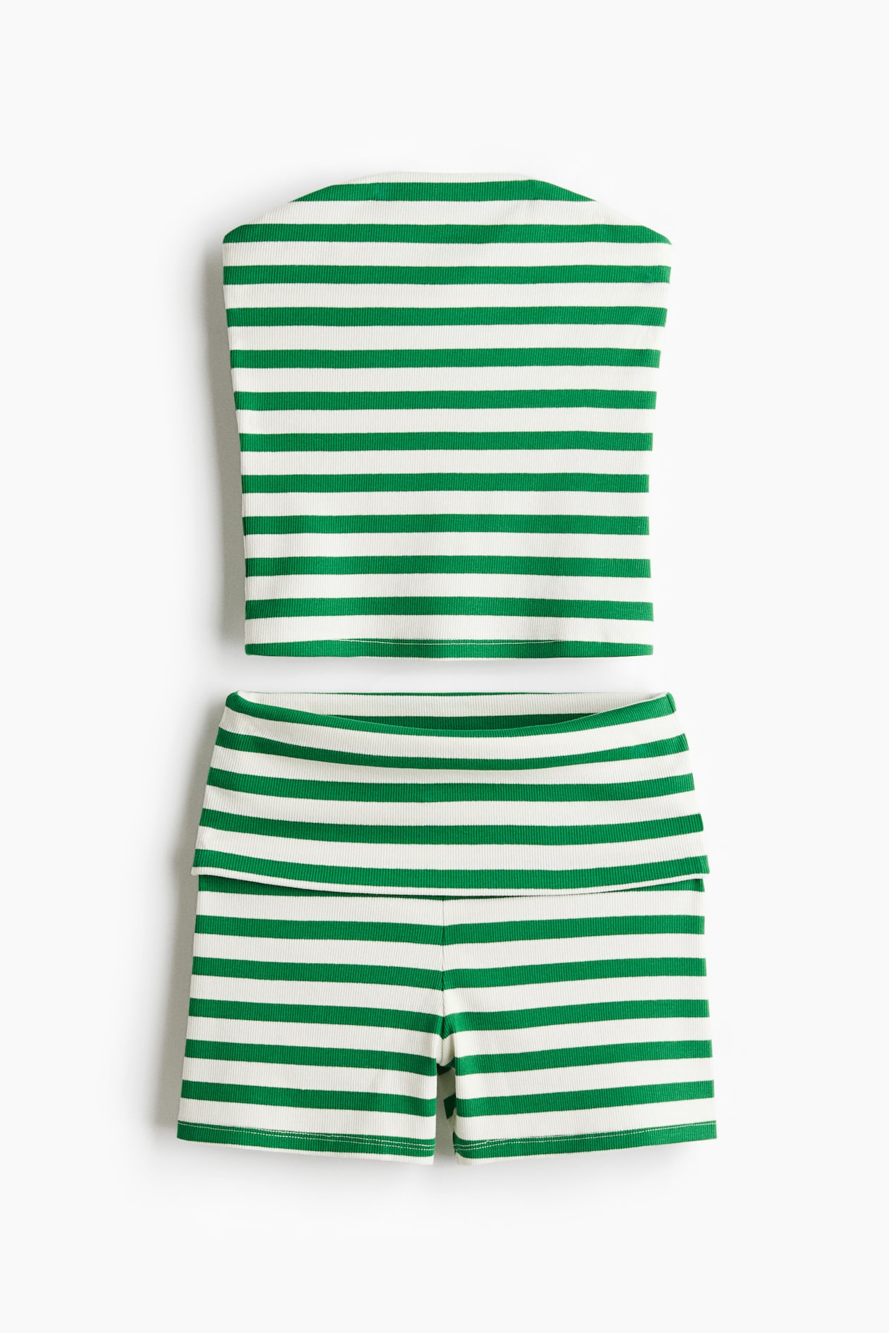 Women's Green/striped 2-Piece Tube Top and Shorts Set | H&M CA