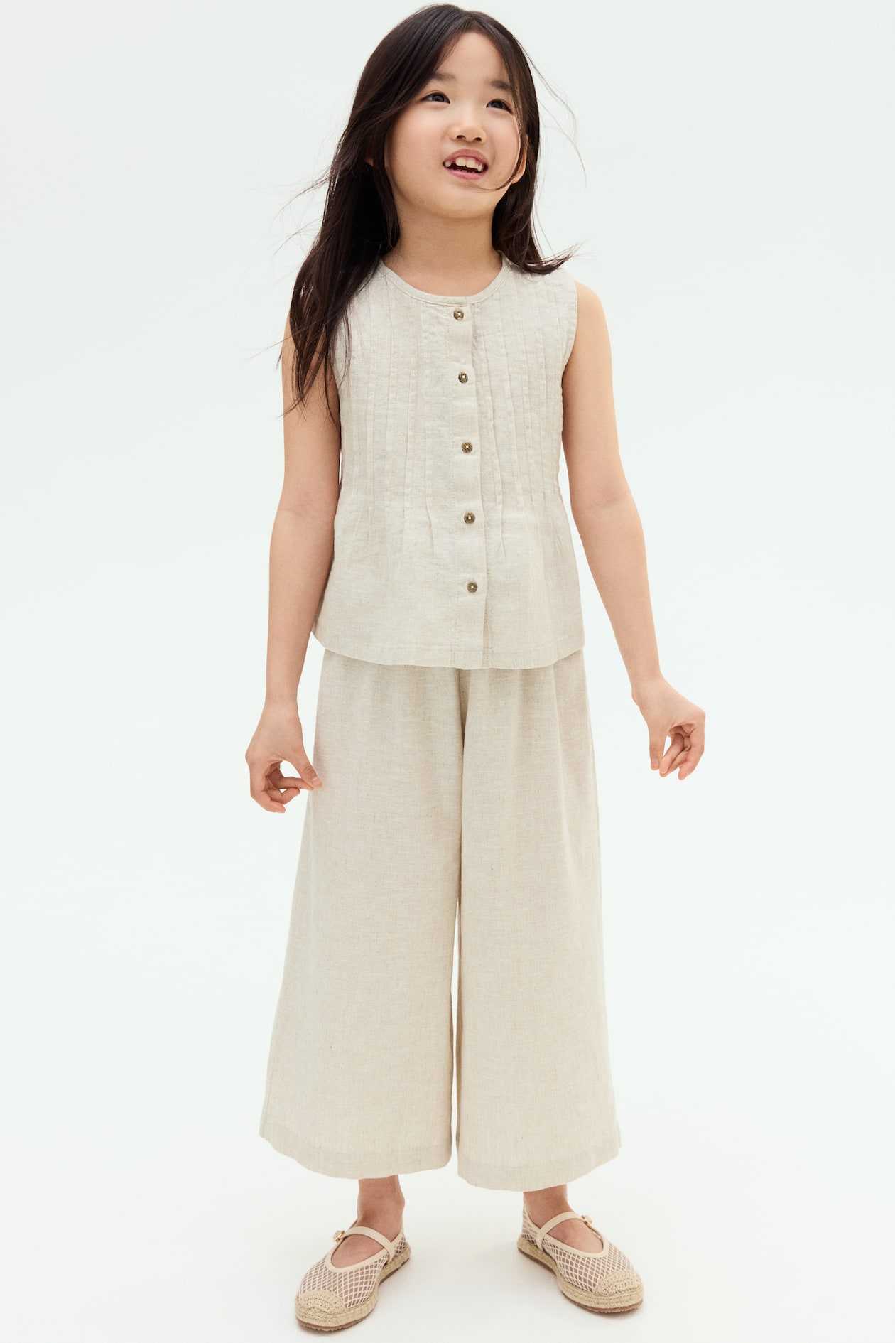 Ensemble 2 pièces en lin mélangé - Beige clair - ENFANT | H&M FR