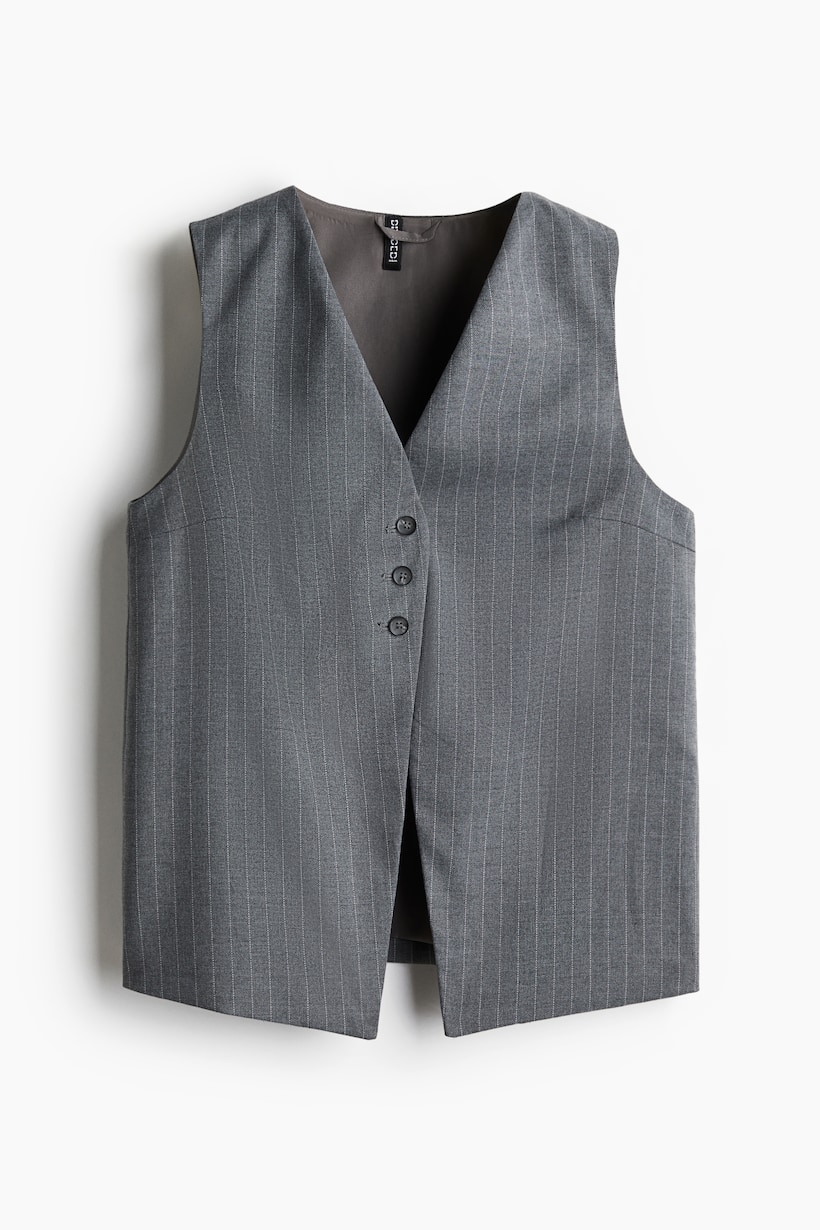 Women's Dark gray melange/pinstriped Long Suit Vest | H&M US
