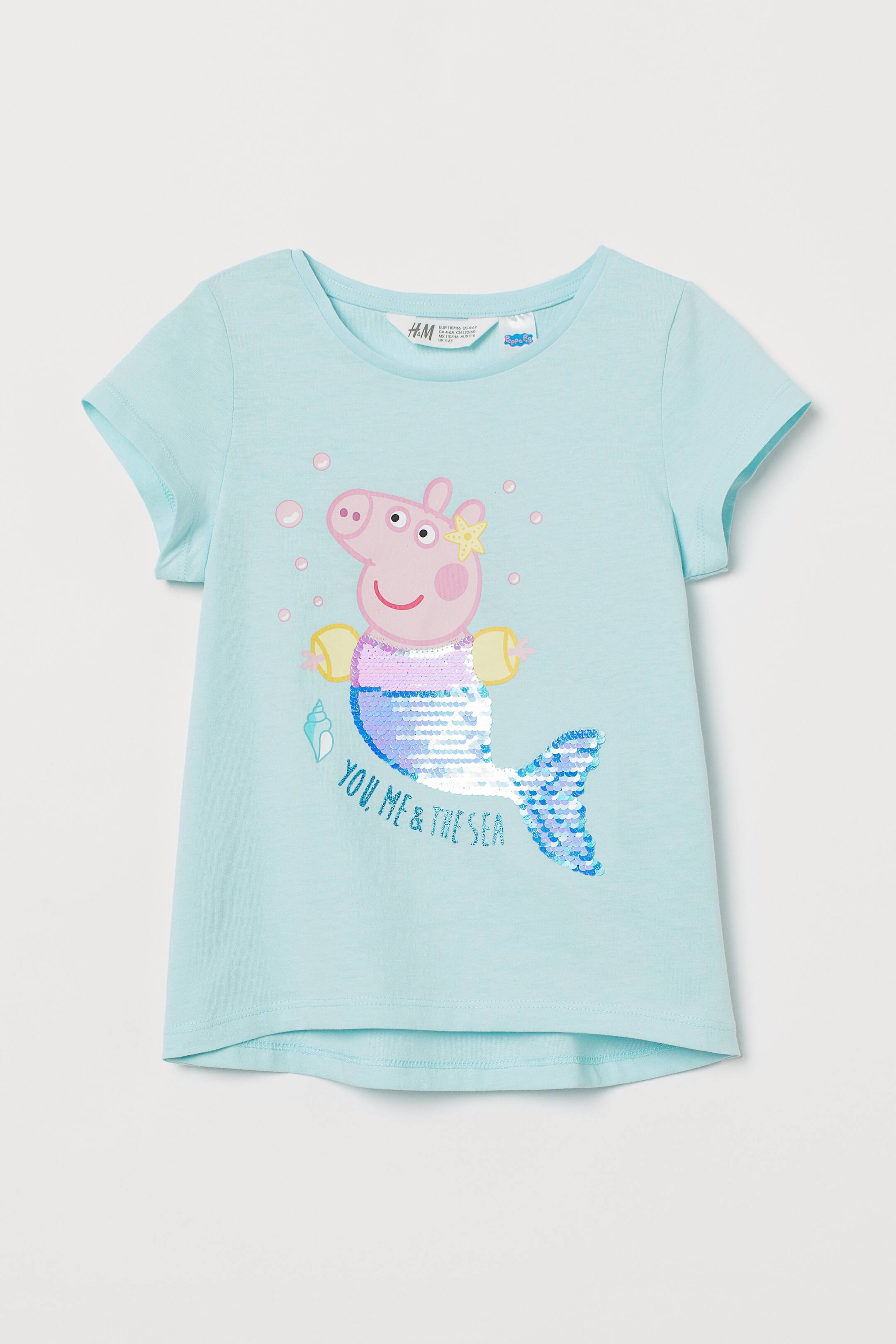 Reversible sequin-detail top - Light turquoise/Peppa Pig - Kids | H&M HK