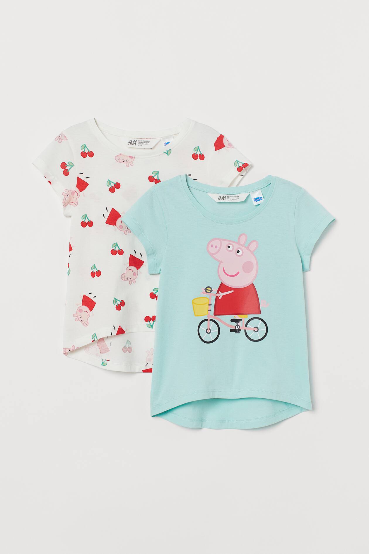 2-pack printed T-shirts - Light turquoise/Peppa Pig - Kids | H&M HK