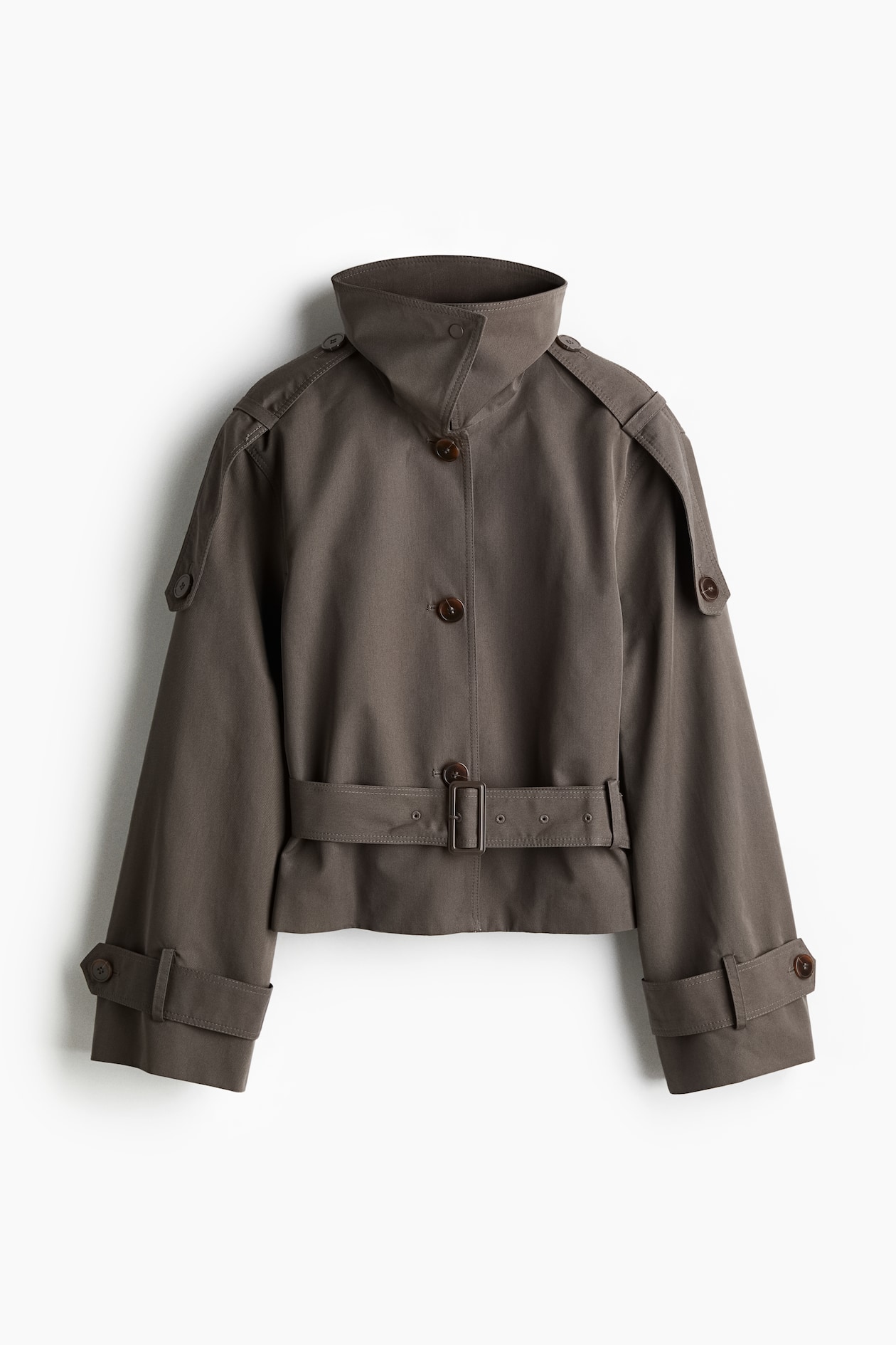 Women's Dark greige Short trench coat | H&M GB