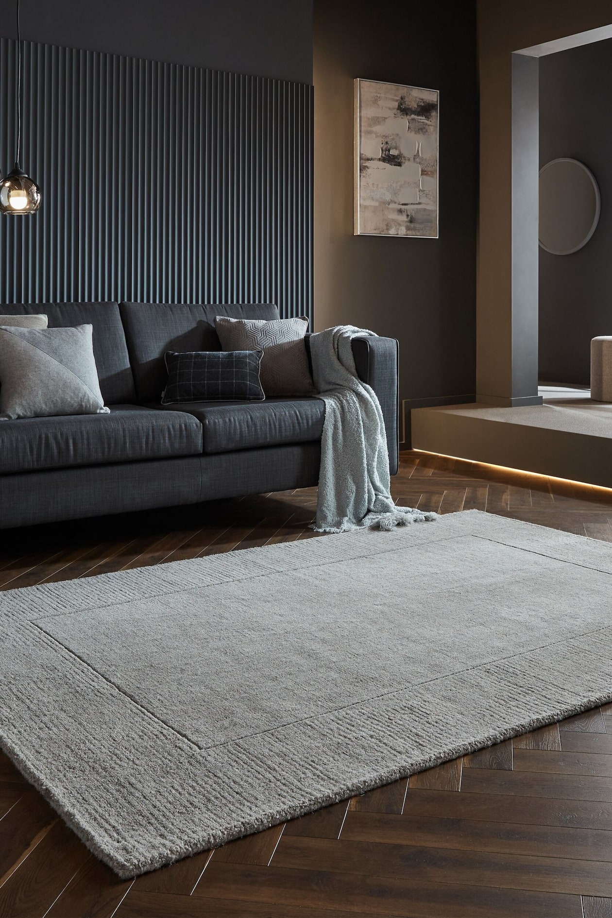 Textured Wool Border Rug - Grey Marl - Flair Rugs - HOME | H&M BE