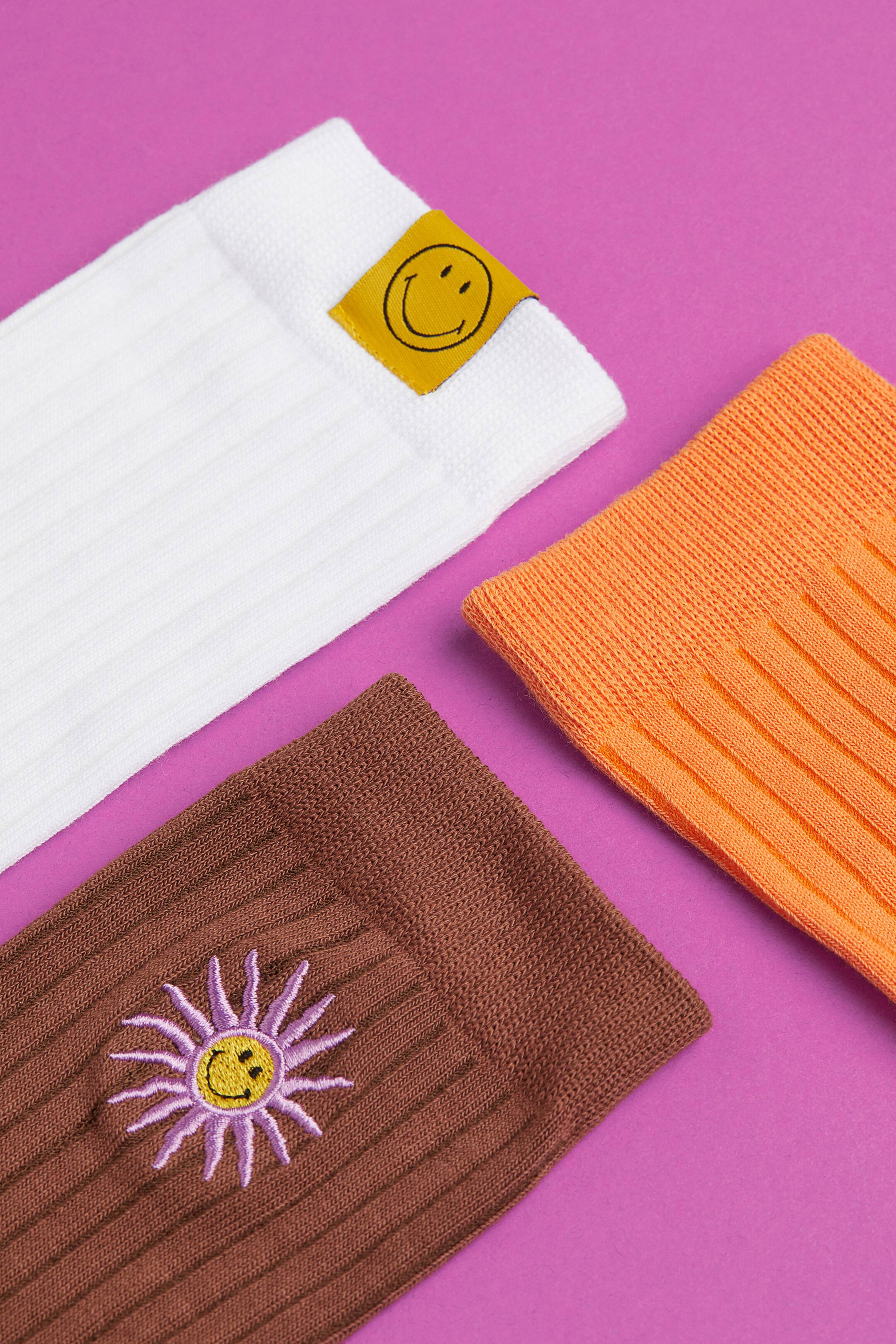 Lot de 3 paires de chaussettes côtelées - Brun/Smiley MD - FEMME | H&M CA