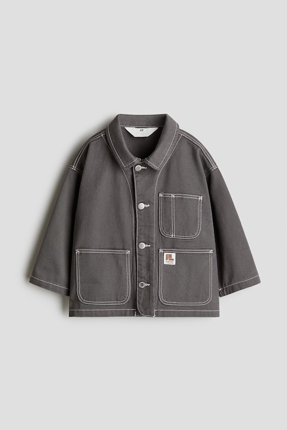Cotton Twill Shacket - Dark gray - Kids | H&M US
