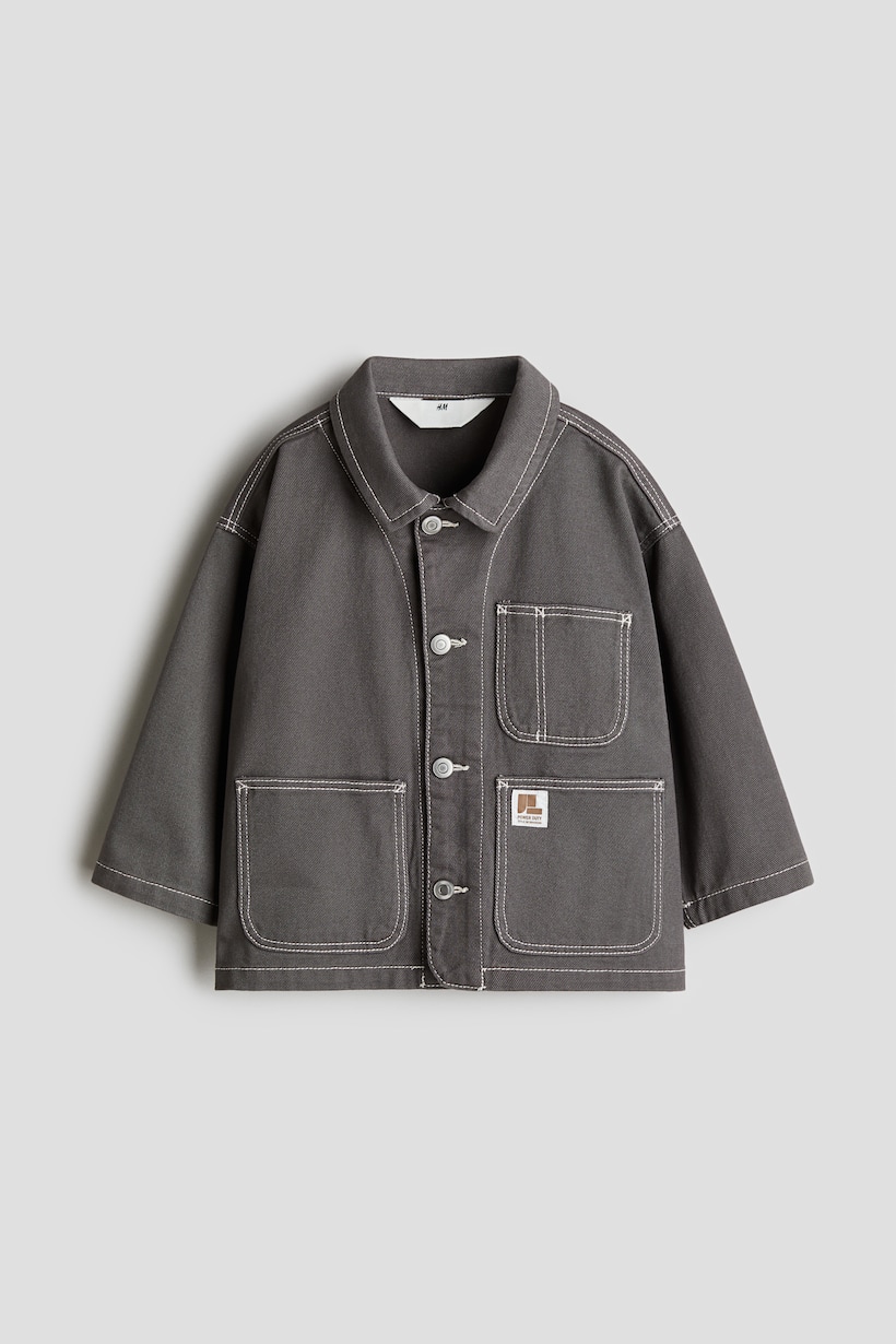 Cotton Twill Shacket - Dark gray - Kids | H&M US