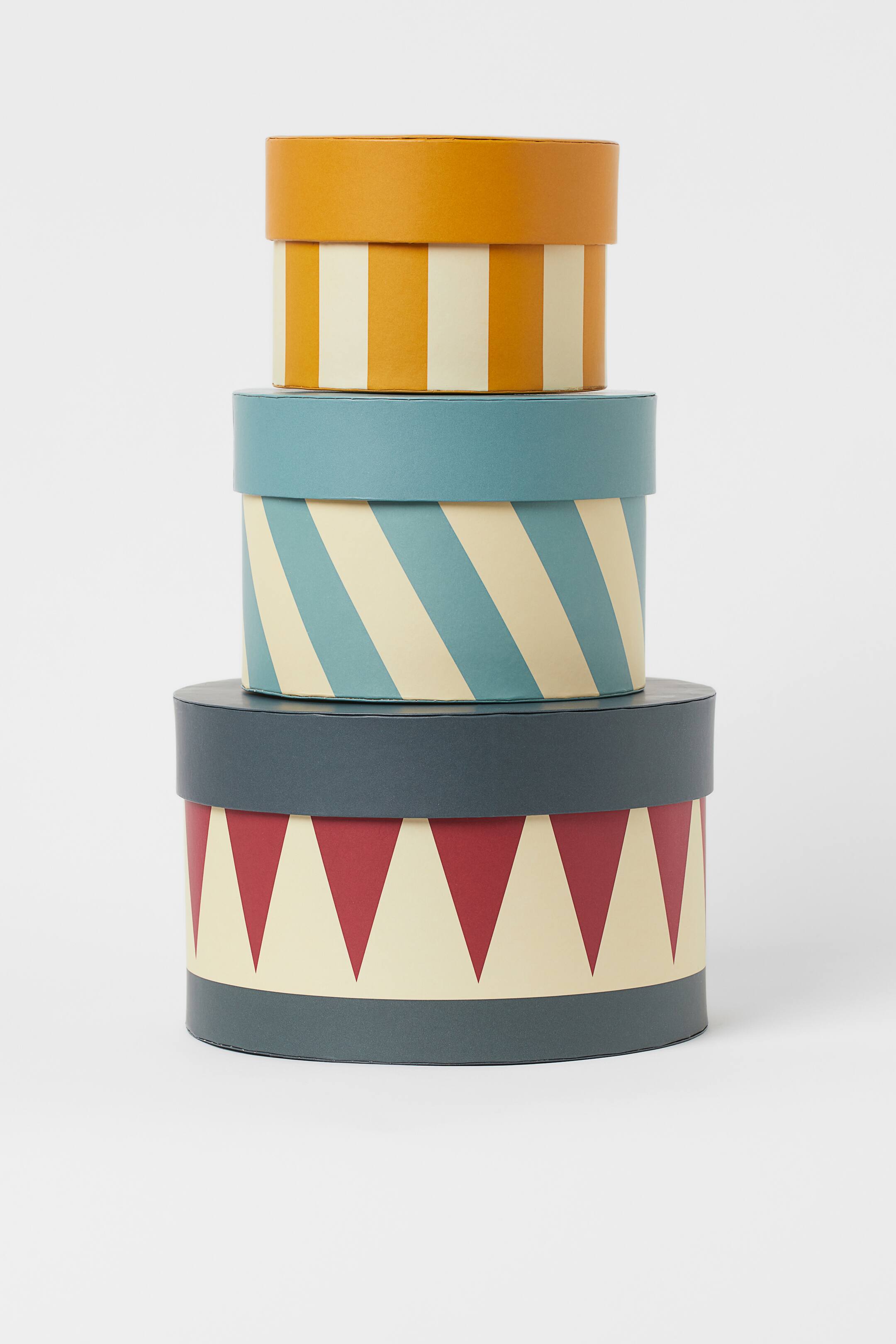 3-pack Cardboard Storage Boxes - Dark red/turquoise - Home All | H&M CA