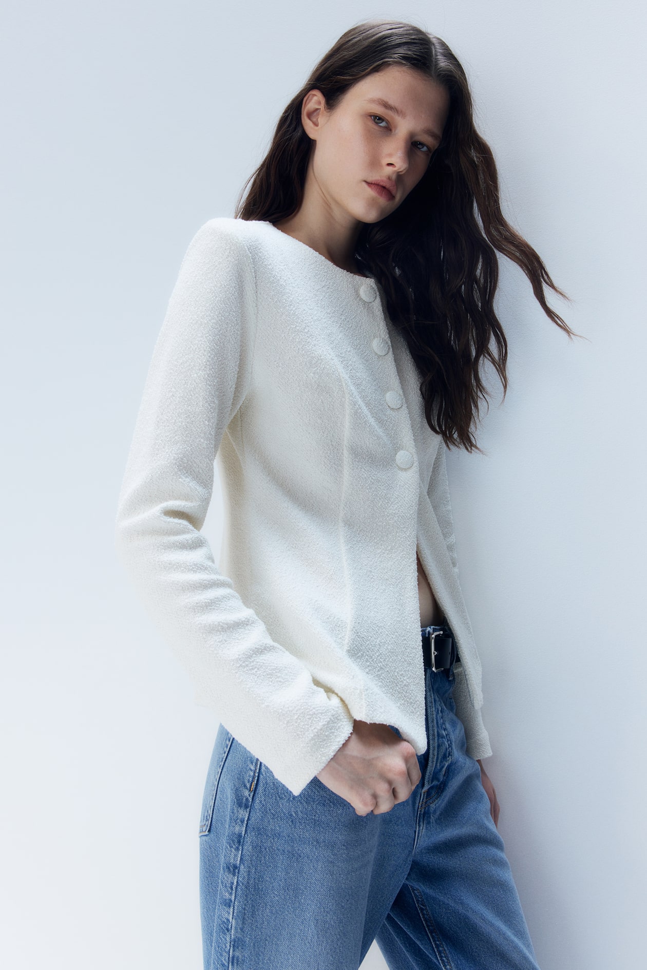 Kofta med intagen midja - Vit - DAM | H&M SE