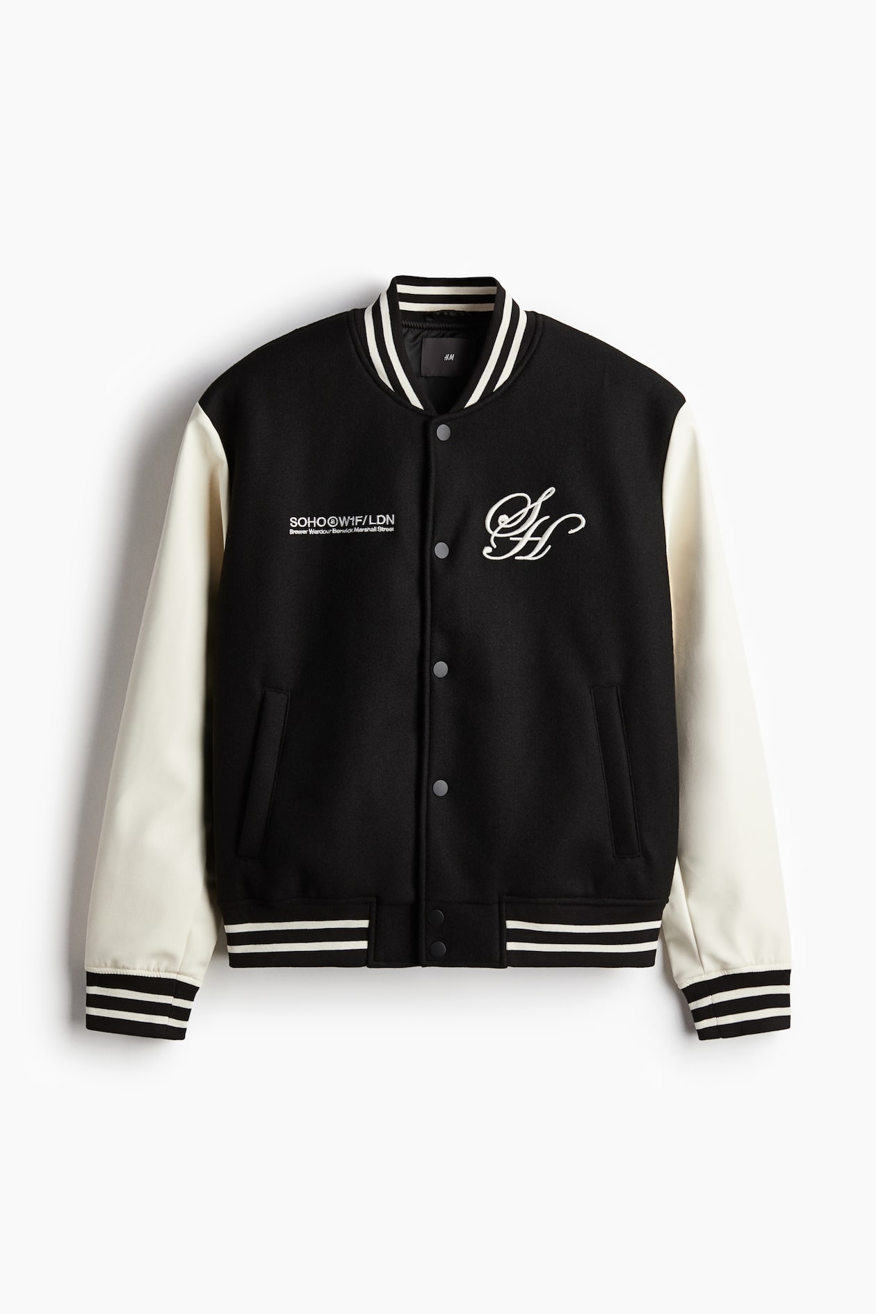 Men’s Black/Soho Heights Loose Fit Baseball Jacket | H&M CA