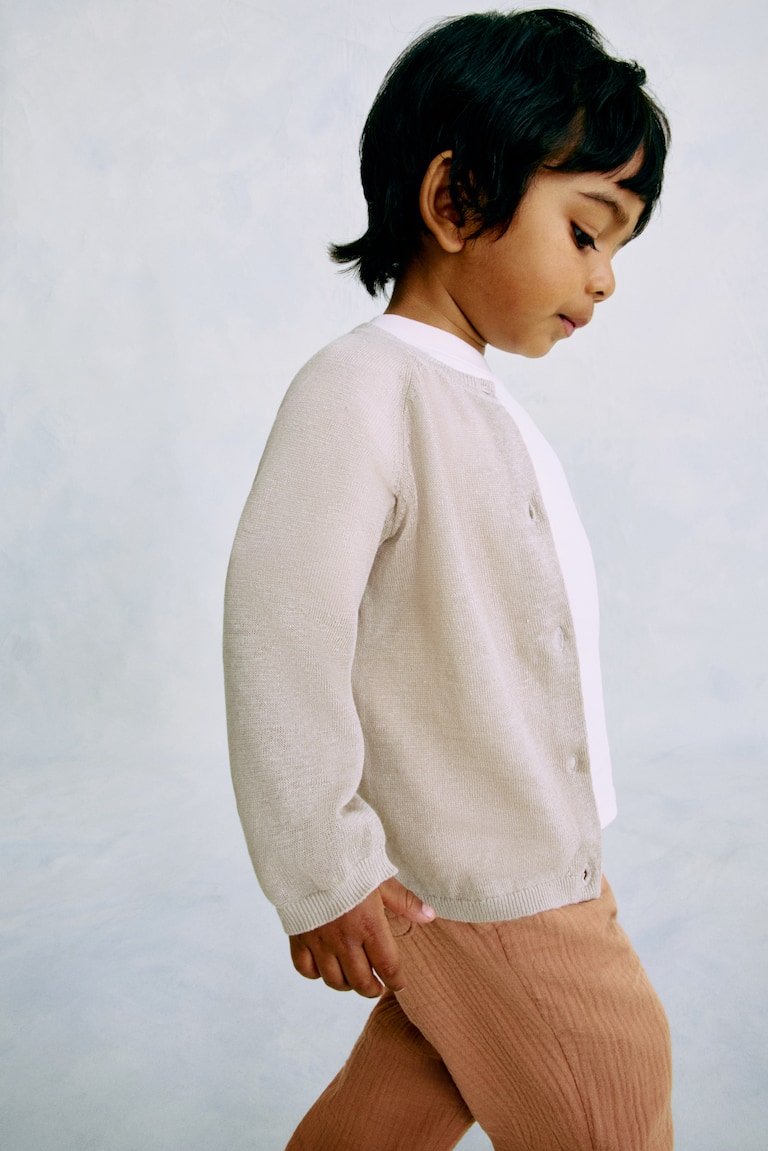 Cárdigan en tejido fino de lino - Greige - Kids | H&M MX