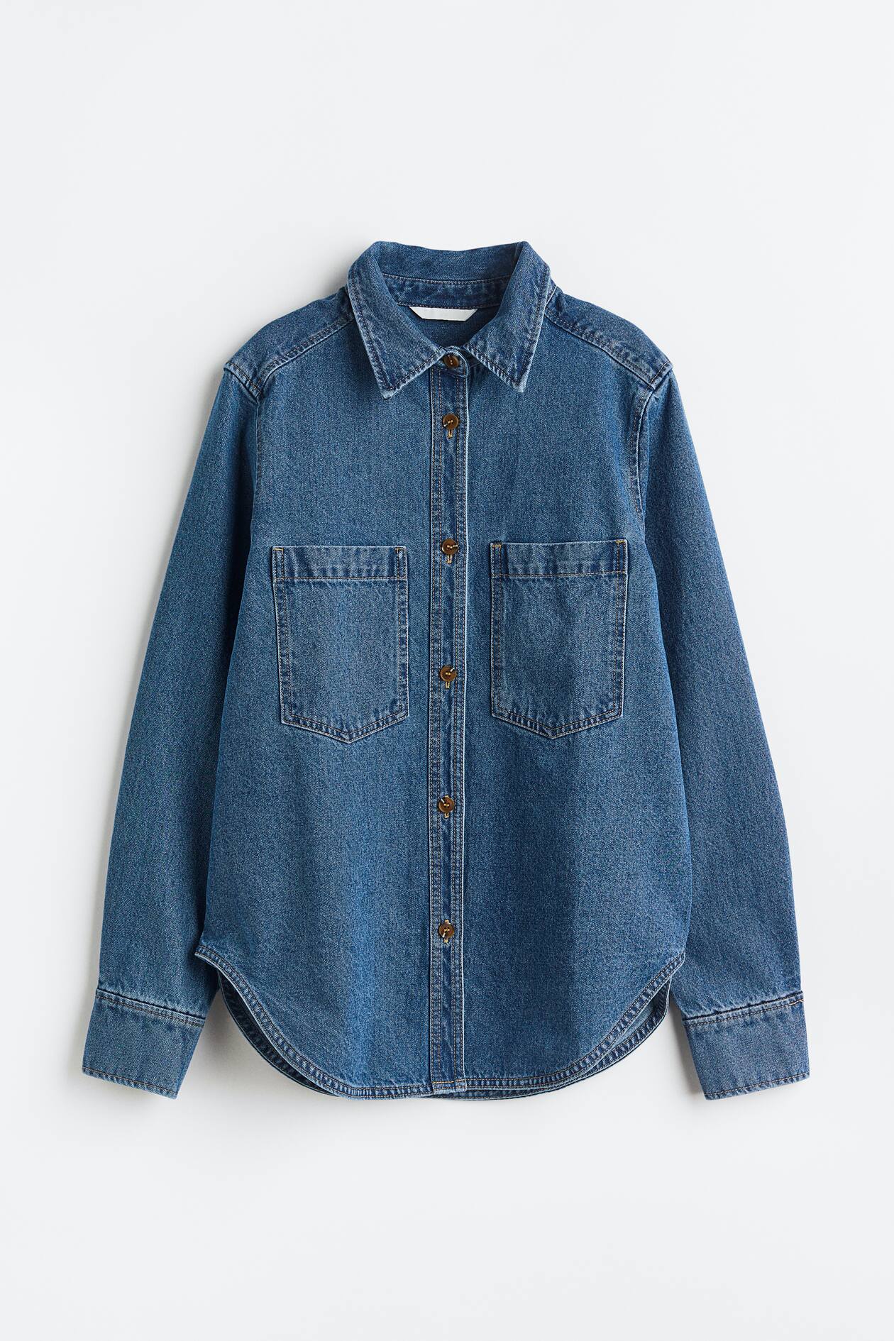 Denim hemd - Lange mouwen - Normale lengte - Denimblauw - DAMES | H&M BE
