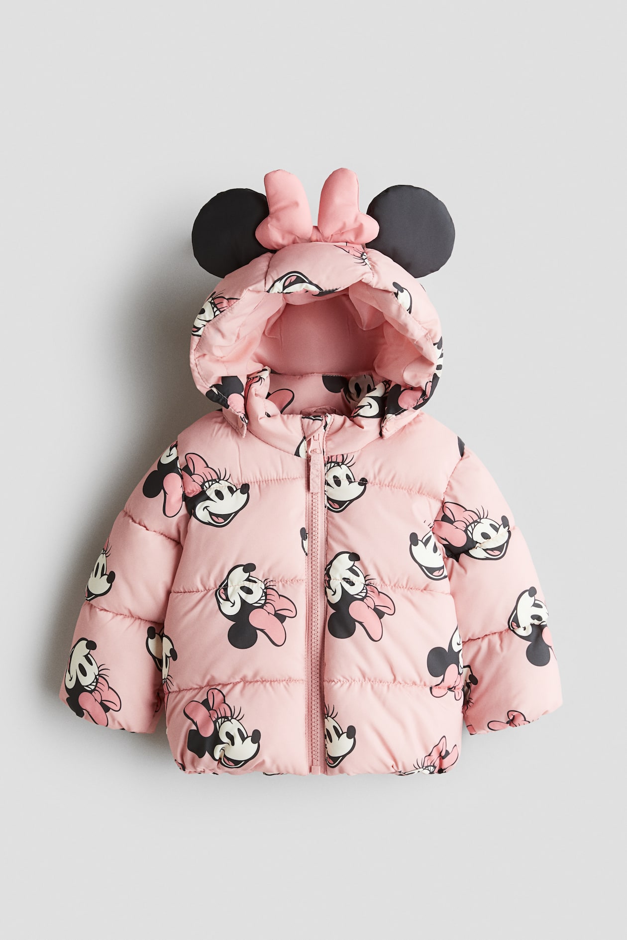 Light pink/Minnie Mouse Appliquéd Puffer Jacket for kids | H&M CA