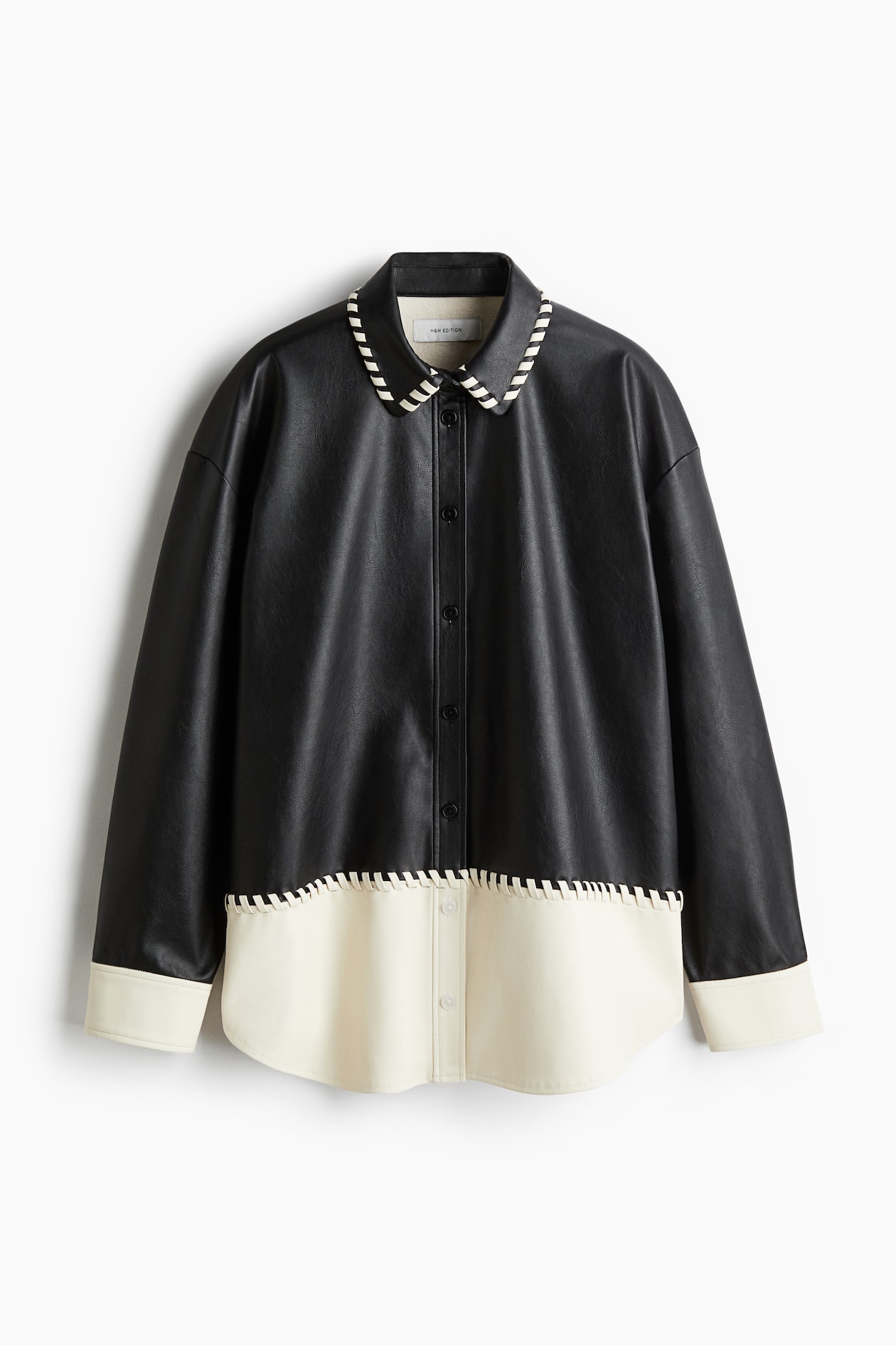 Women's Black/cream Coated Color-Block Shirt | H&M CA