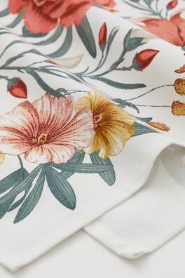 Patterned cotton table runner - White/Floral - Home All | H&M GB