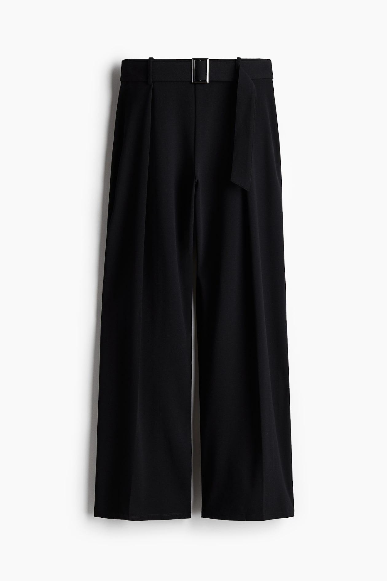 Women's Black Wide belt-detail trousers | H&M IN