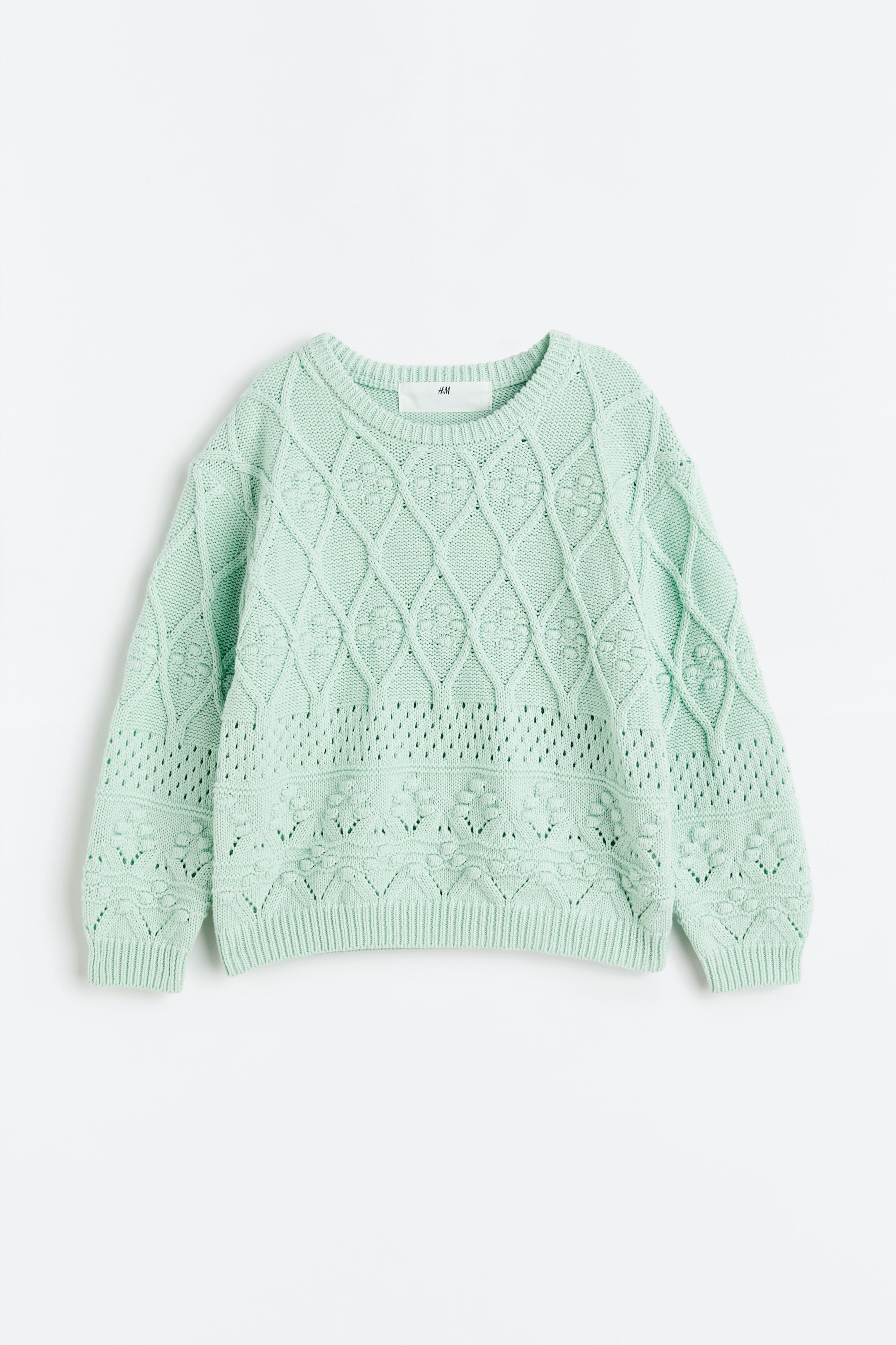 Mint green Textured-knit Sweater for kids | H&M CA