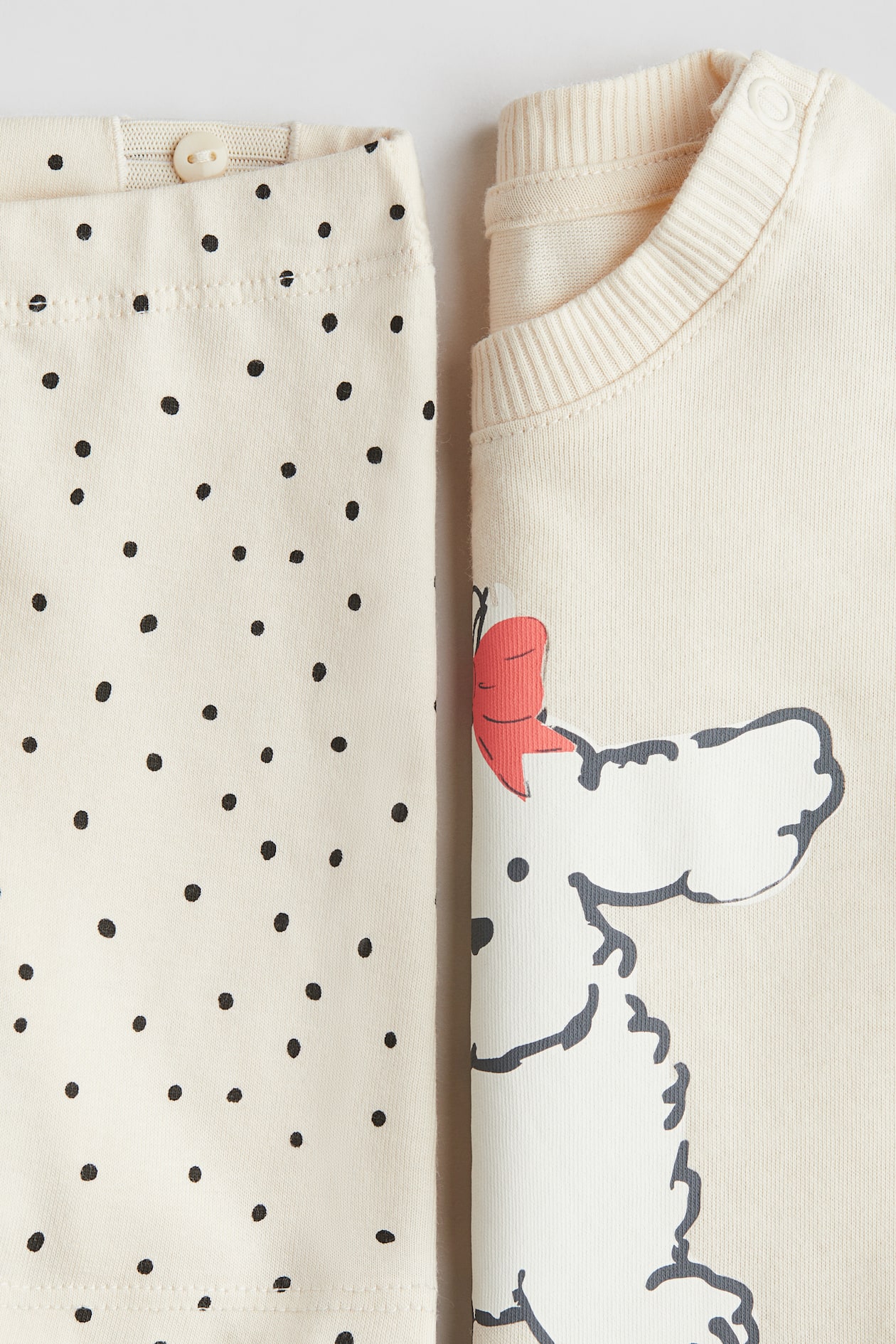 Light beige/dog 2-Piece Cotton Jersey Set for kids | H&M CA