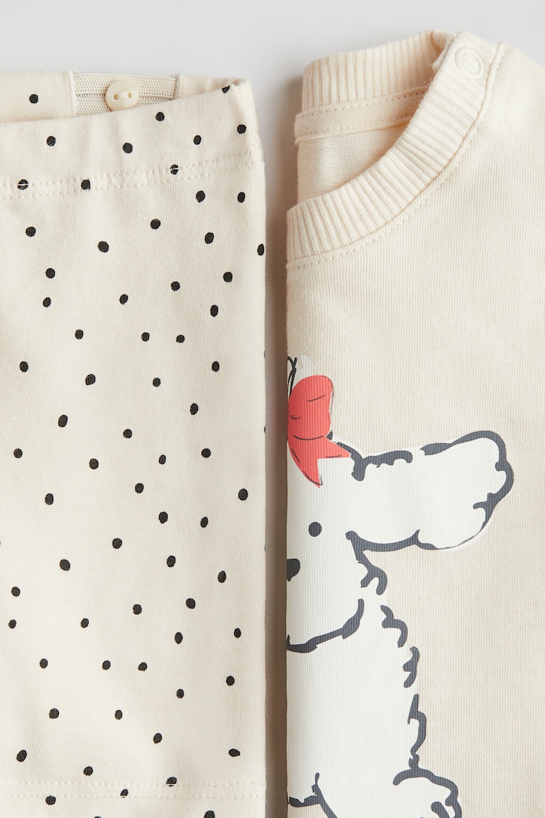 Light beige/dog 2-Piece Cotton Jersey Set for kids | H&M CA