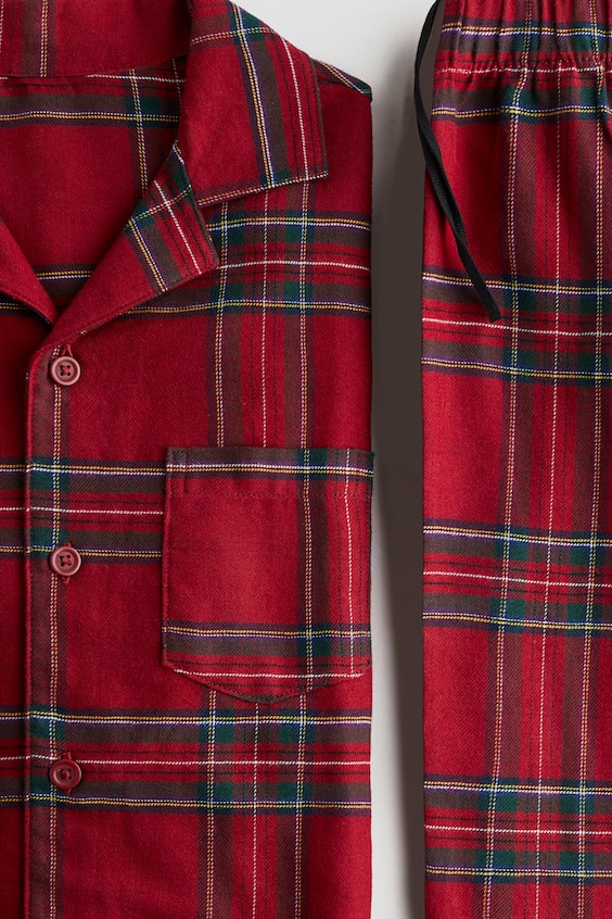 Red/Checked Cotton flannel pyjamas for kids | H&M GB