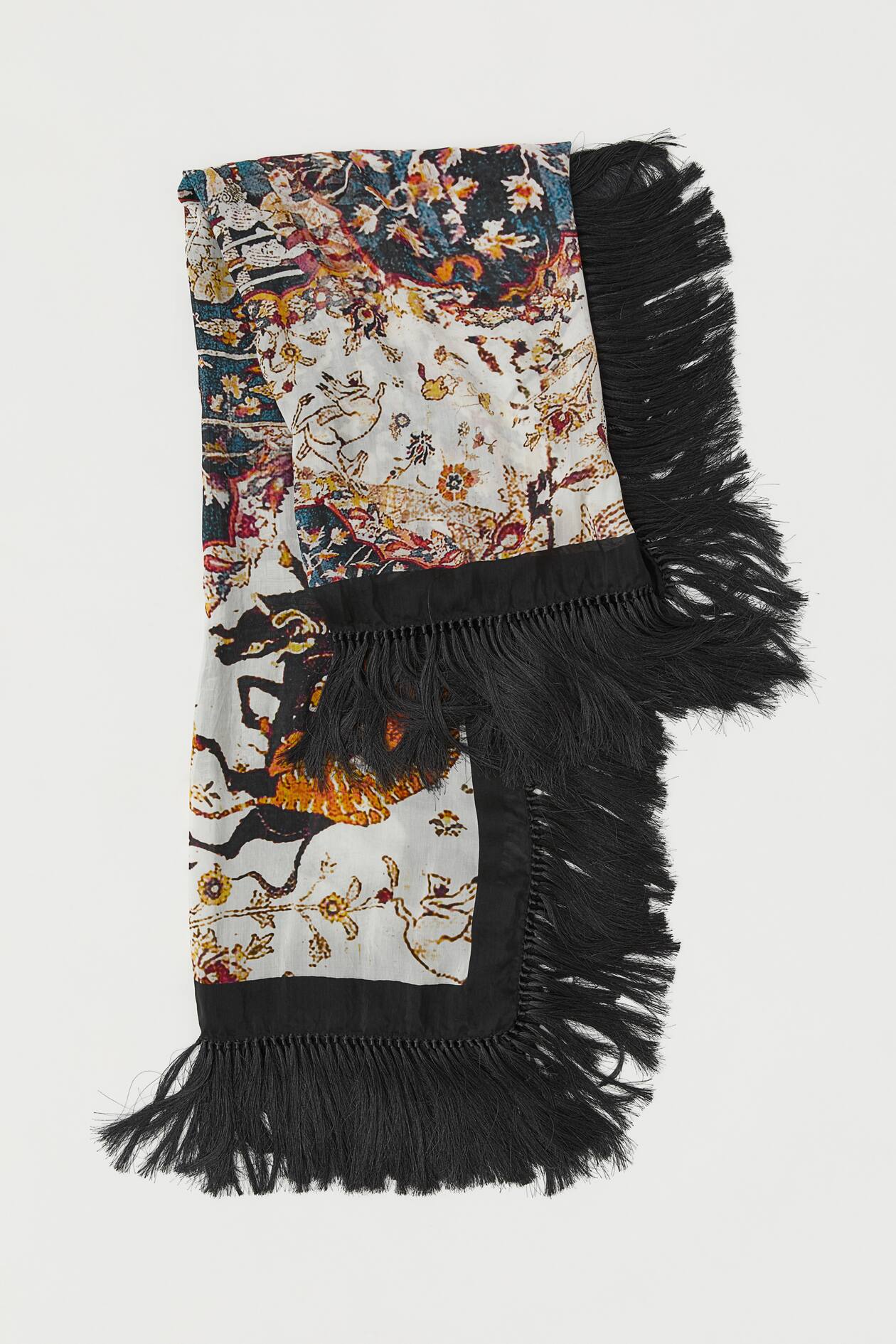 Silk-blend Scarf - Black/patterned - Ladies | H&M US