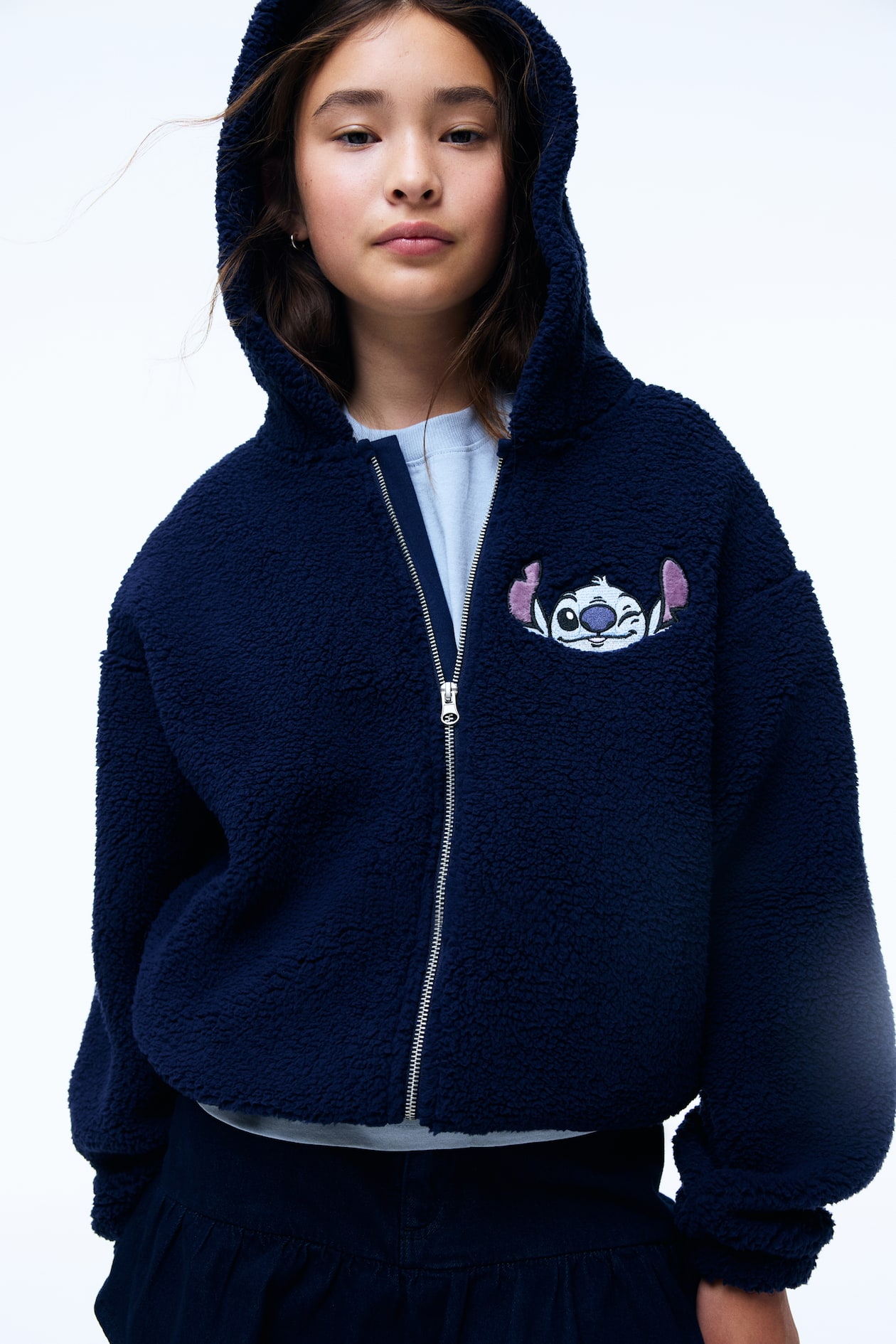 Blue/Stitch Teddy zip-through hoodie for kids | H&M GB