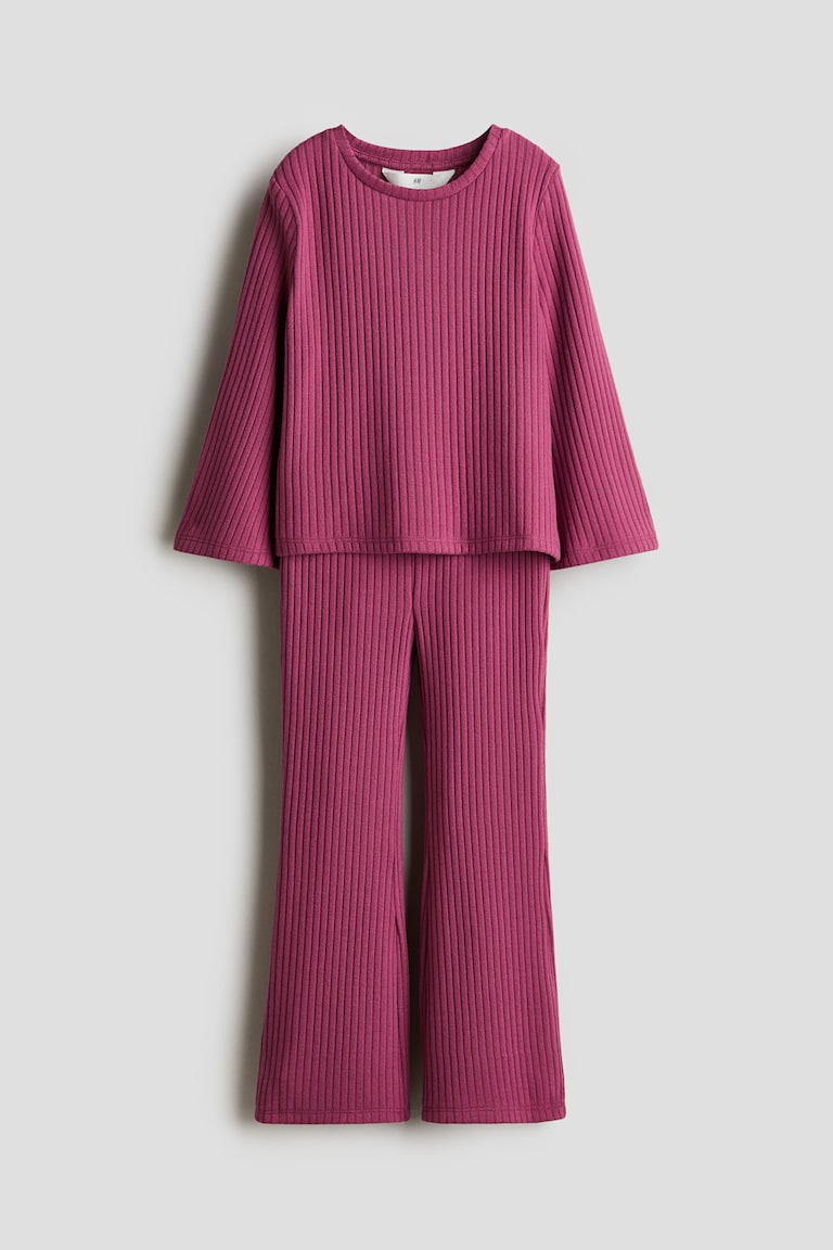 2-piece Rib-Knit Set - Plum - Kids | H&M US