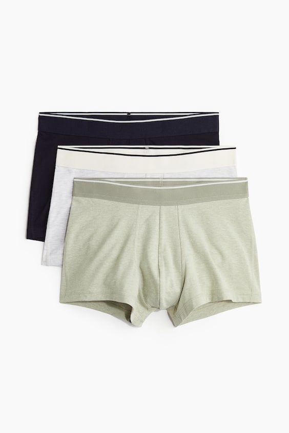 3-pack Short Boxer Briefs with Lycra® - Sage green/gray melange - Men | H&M US