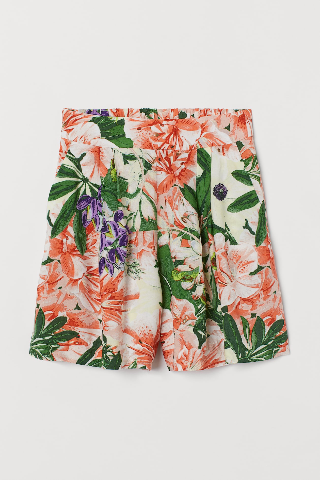 Pantalón corto High Waist - Talle alto - Corto - Crema/Maxifloral ...