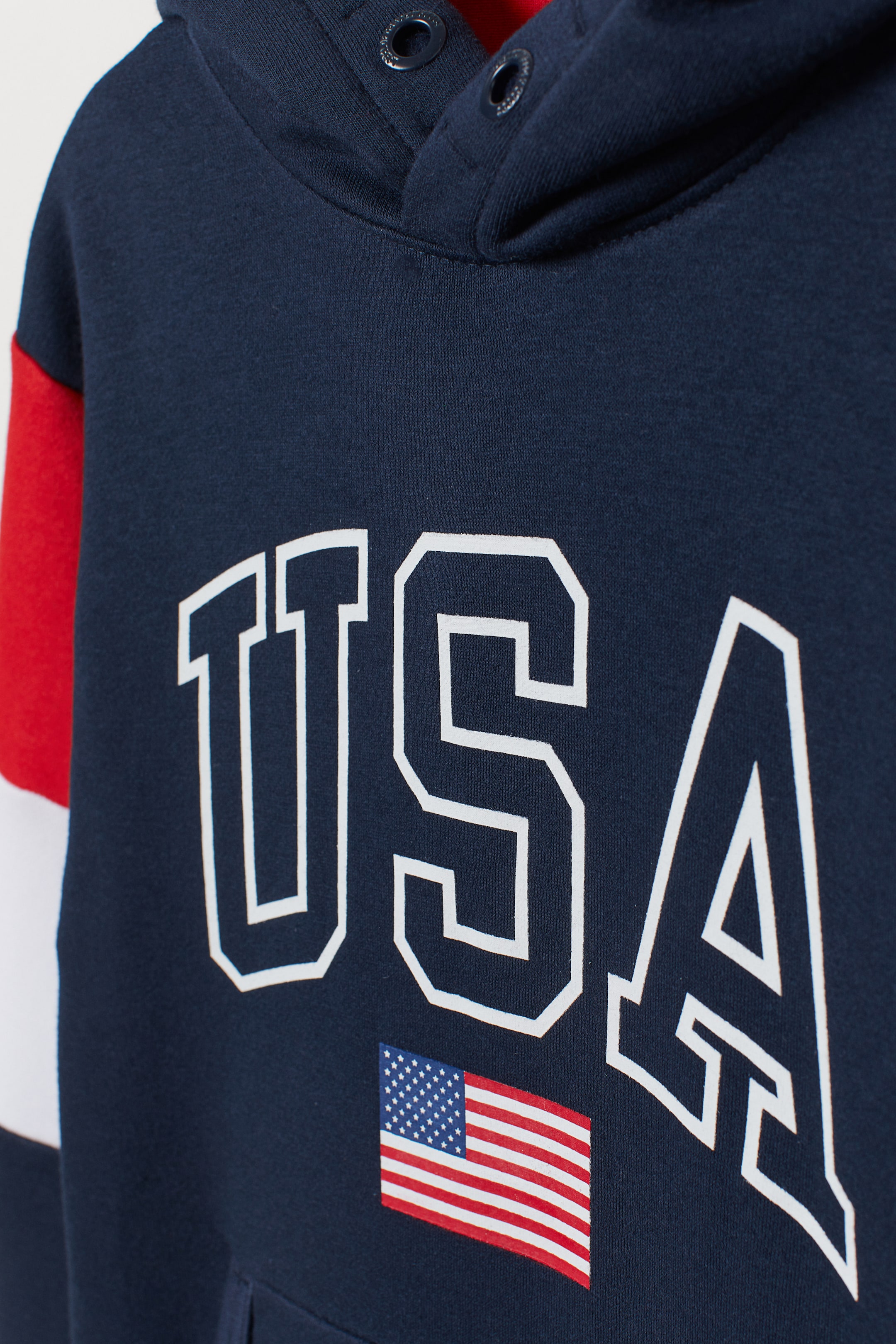 Φούτερ με κουκούλα και τύπωμα - Σκούρο μπλε/USA - Kids | H&M GR