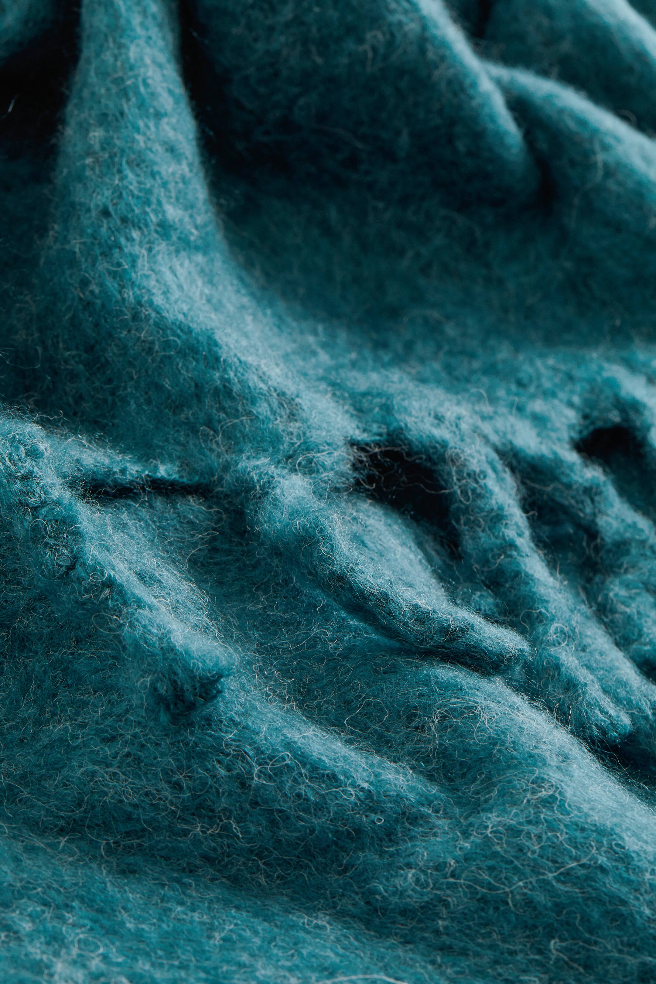 Soft Wool-blend Throw - Dark turquoise - Home All | H&M CA
