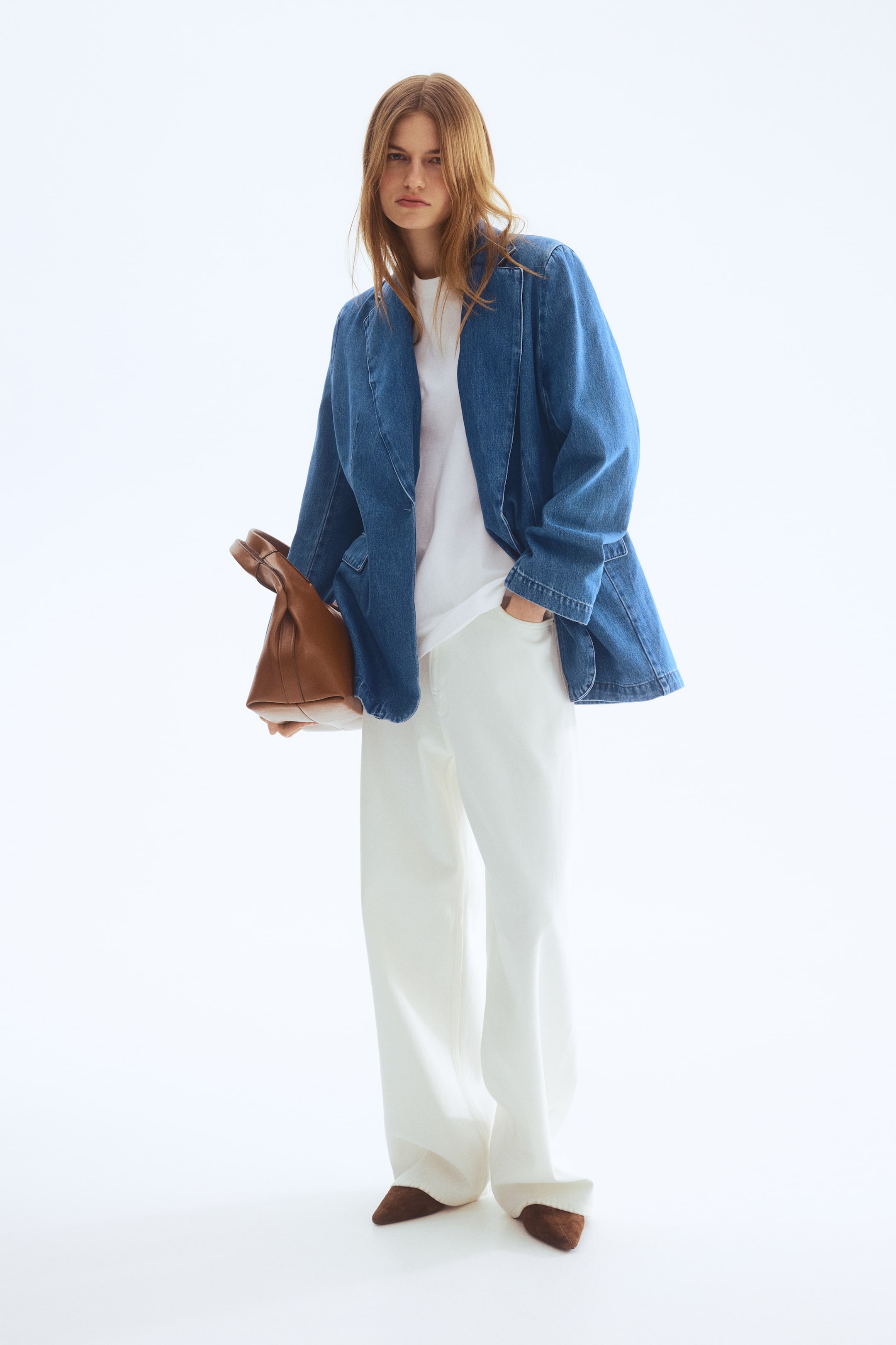 Single-breasted denim blazer - Denim blue - Ladies | H&M HK