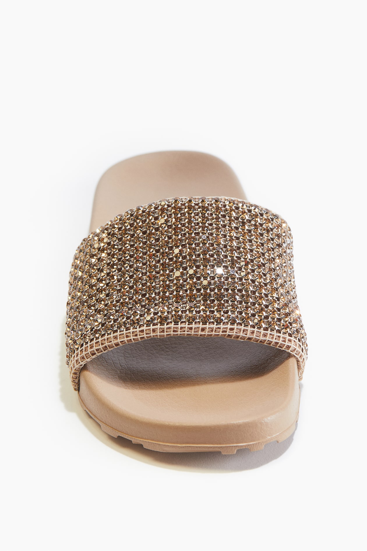 Women's Dark beige Rhinestone-embellished pool slides | H&M GB