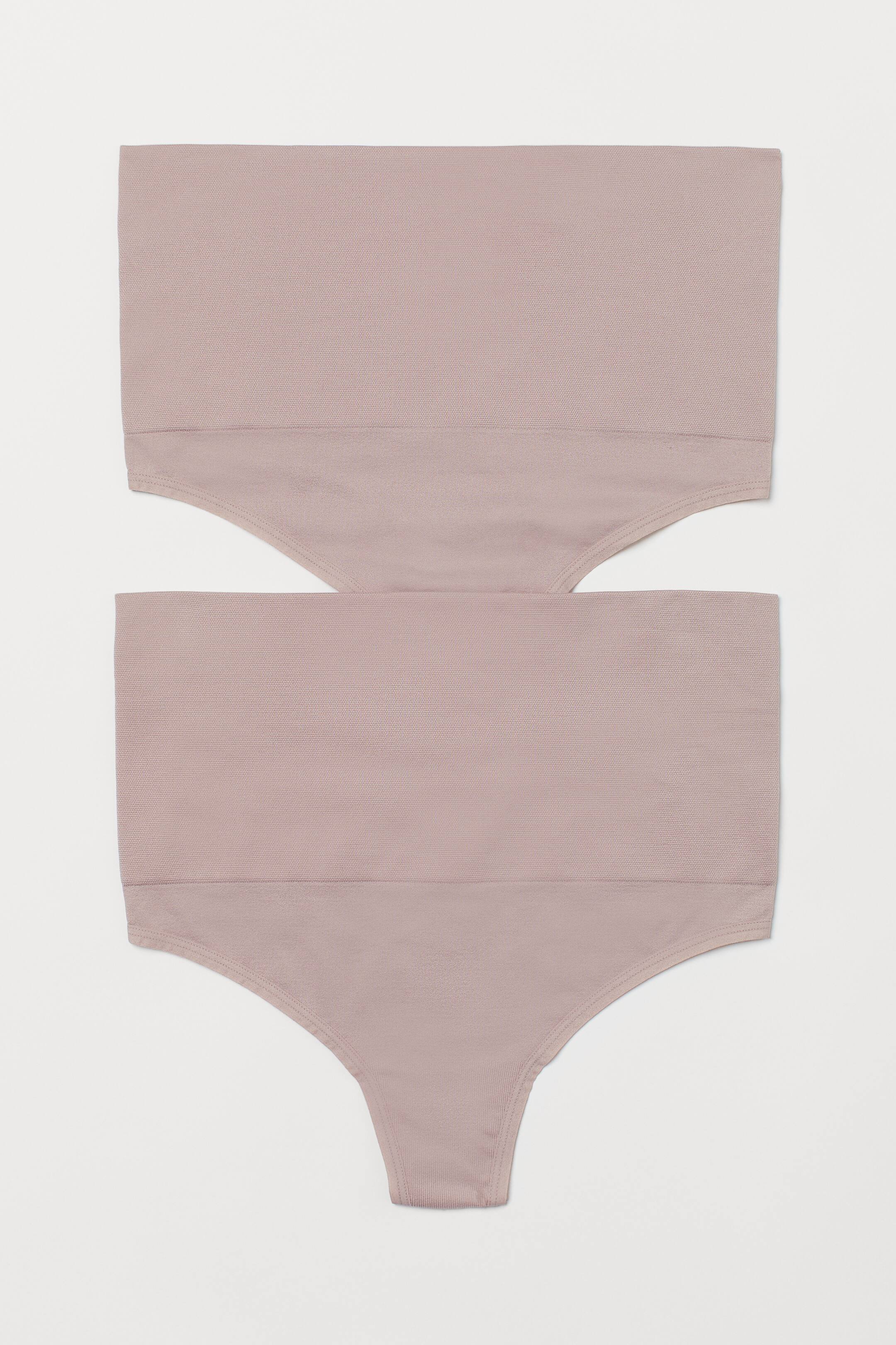 2-pak Trusser Thong Medium Shape - Høj talje - Pudderrosa - DAME | H&M DK
