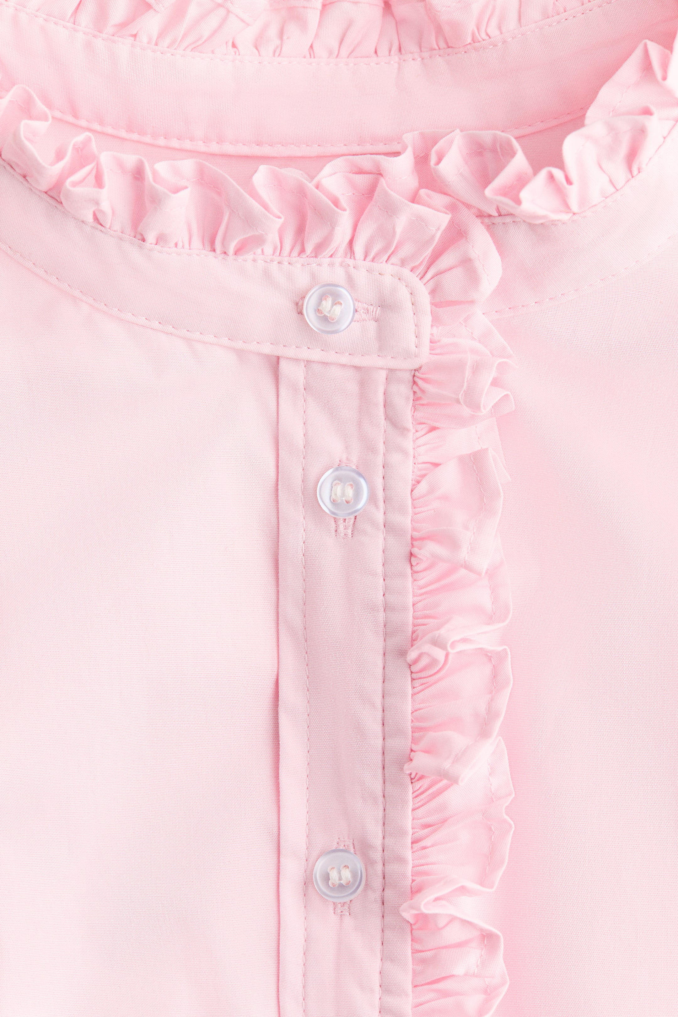 Frill-trimmed poplin blouse - Light pink - Ladies | H&M IN