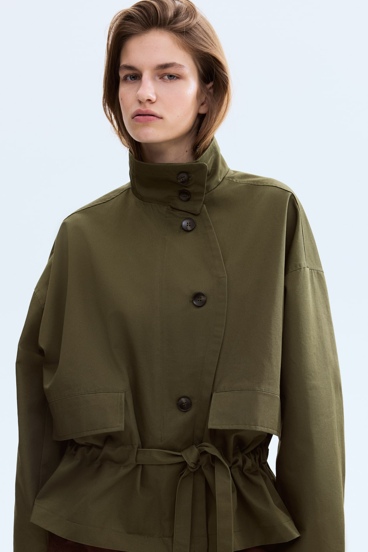 Veste en twill avec cordon de serrage - Vert kaki foncé - FEMME | H&M BE