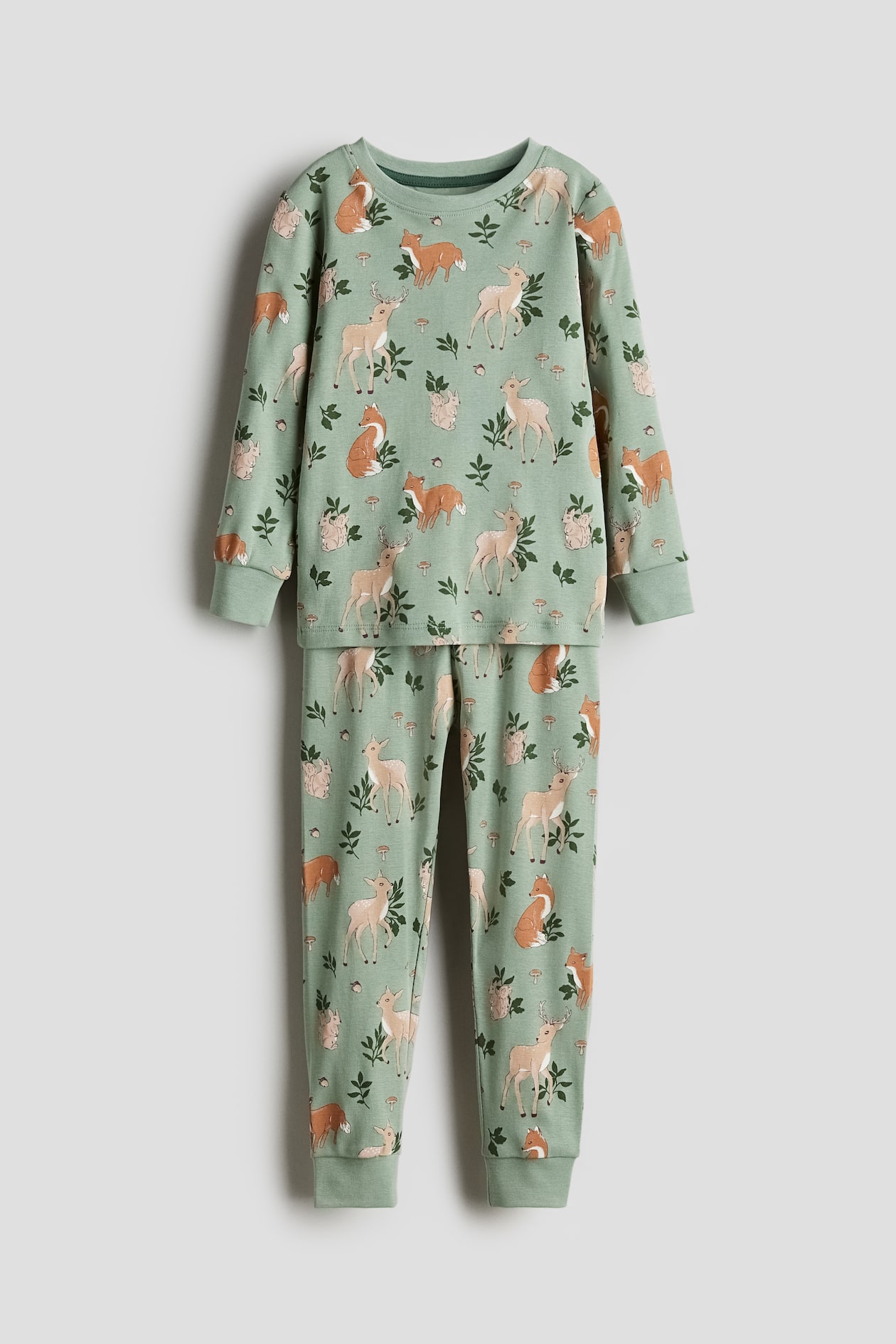 Dusty green/Animals Patterned jersey pyjamas for kids | H&M GB