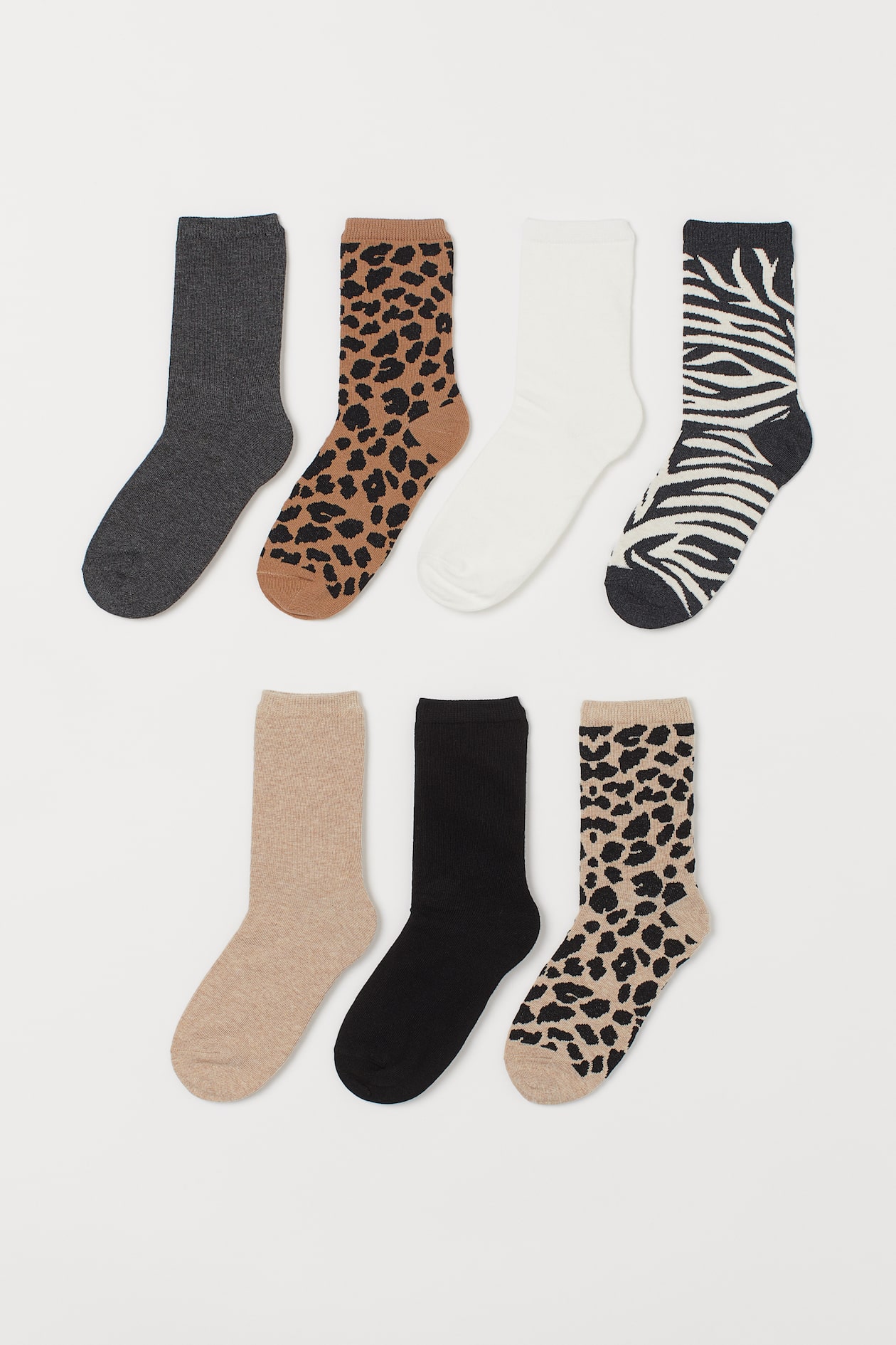 7-pack Socks - Light beige/leopard print - Ladies | H&M CA
