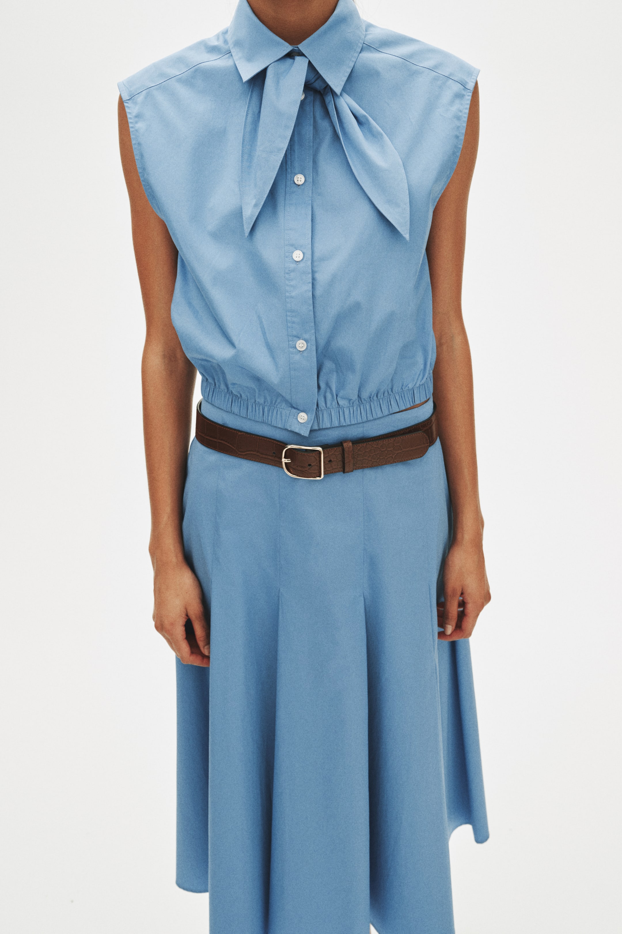 Pleated poplin skirt - Blue - Ladies | H&M IN