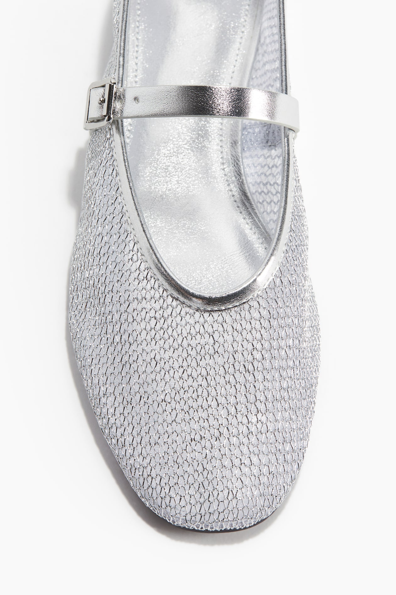 Women's Silver-colored Mesh Mary Jane Flats | H&M CA