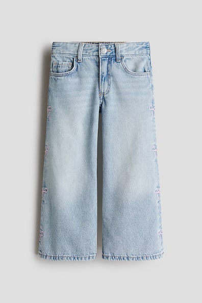 Light denim blue/bows Wide-Leg Jeans with Motif for kids | H&M CA