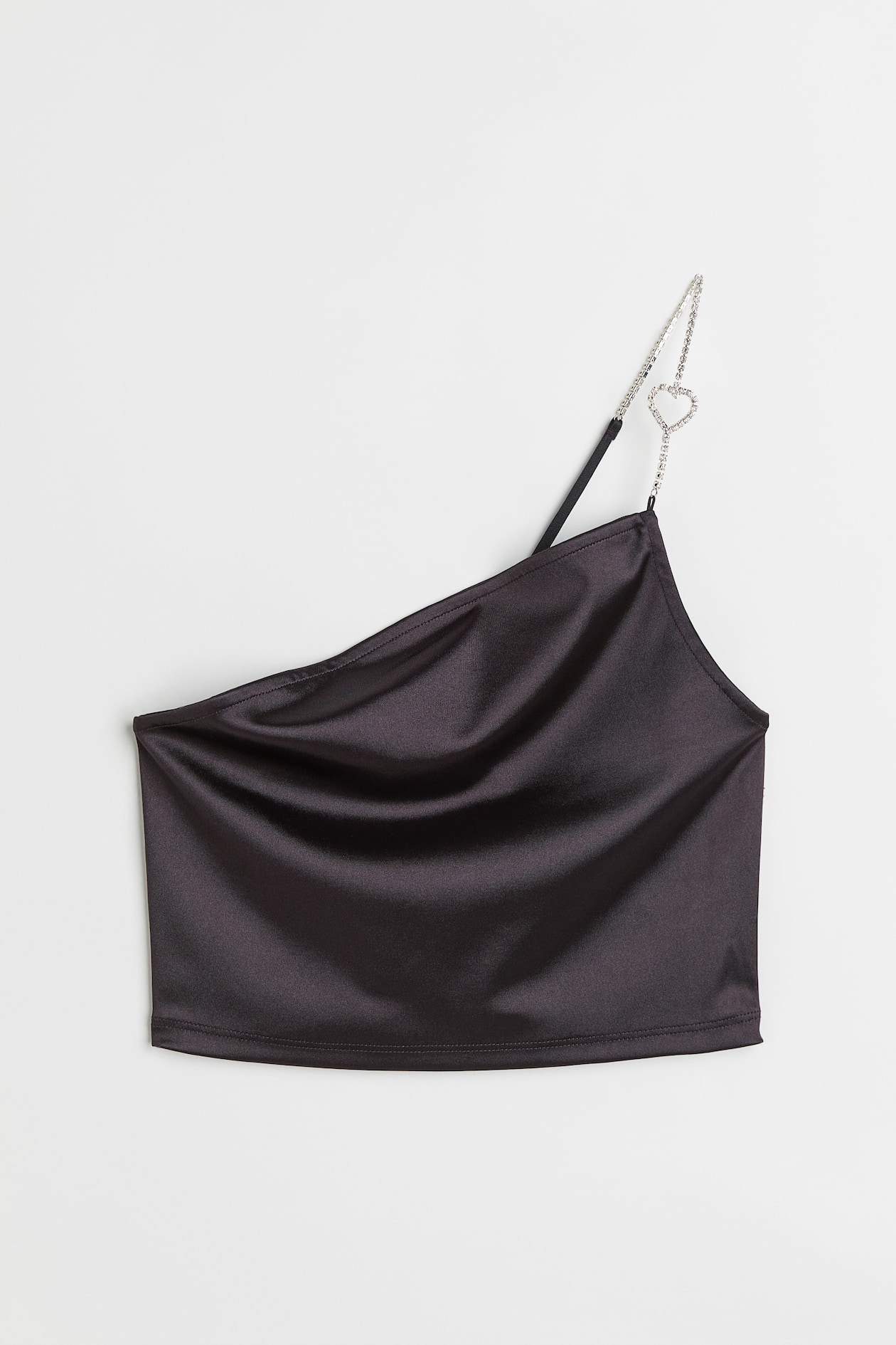 Women's Black Rhinestone-strap one-shoulder top | H&M GB