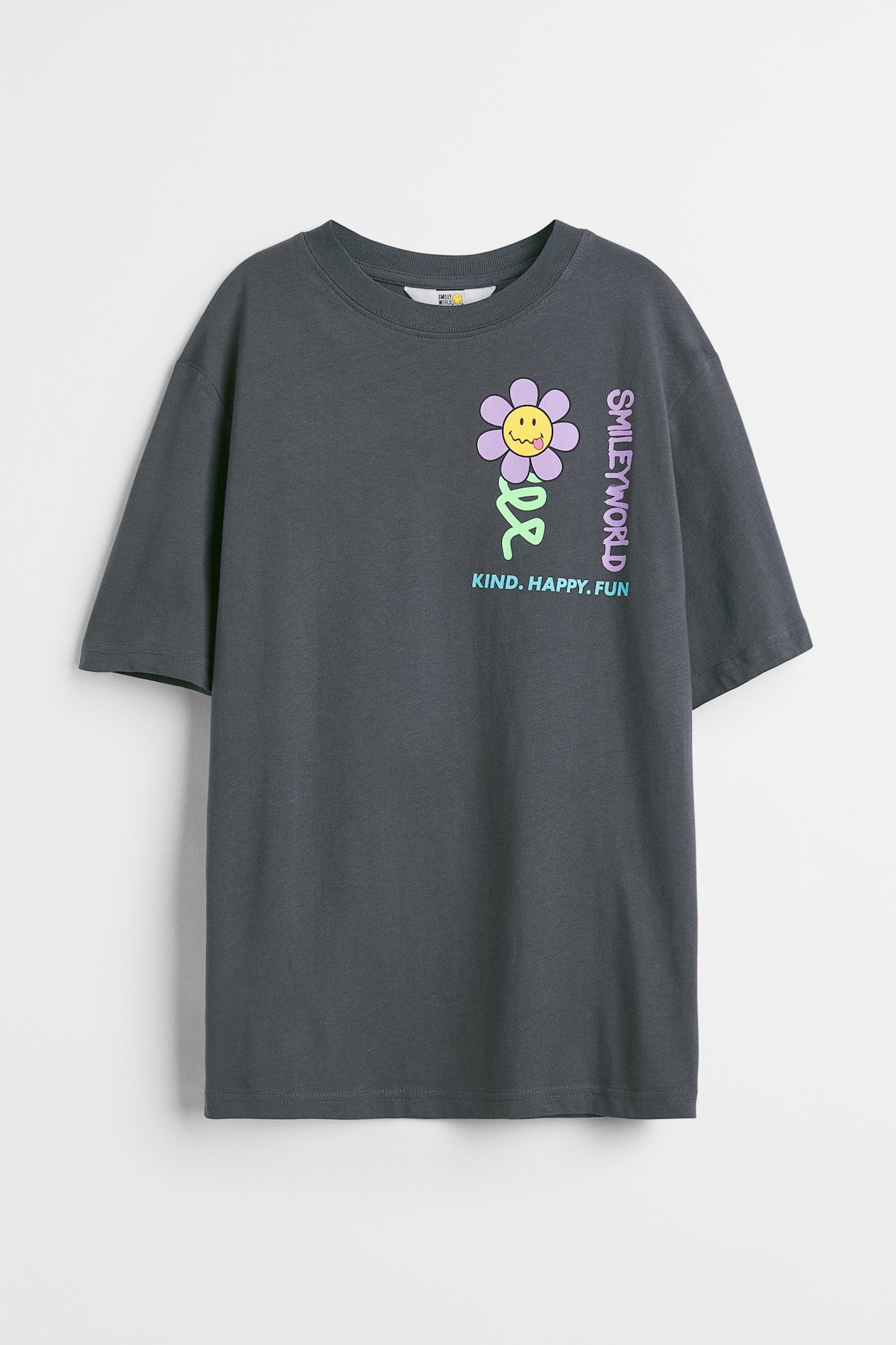 Dark grey/SmileyWorld Oversized Print Tee for kids | H&M AU