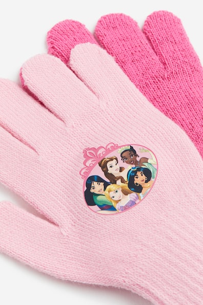 2-pack Fine-knit Gloves - Pink/Disney Princesses - Kids | H&M CA