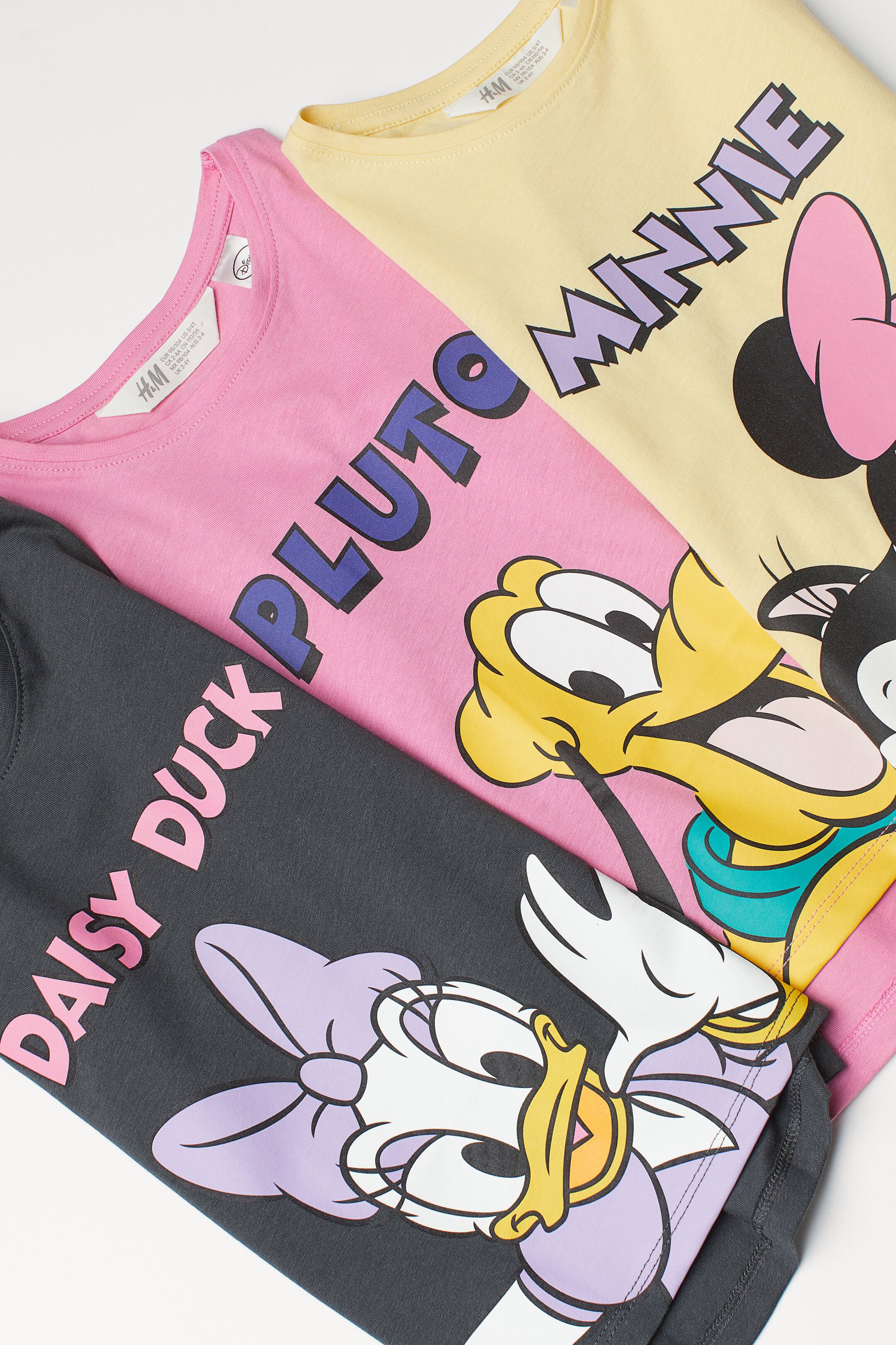 3-pack printed jersey tops - Light yellow/Minnie Mouse - Kids | H&M HK