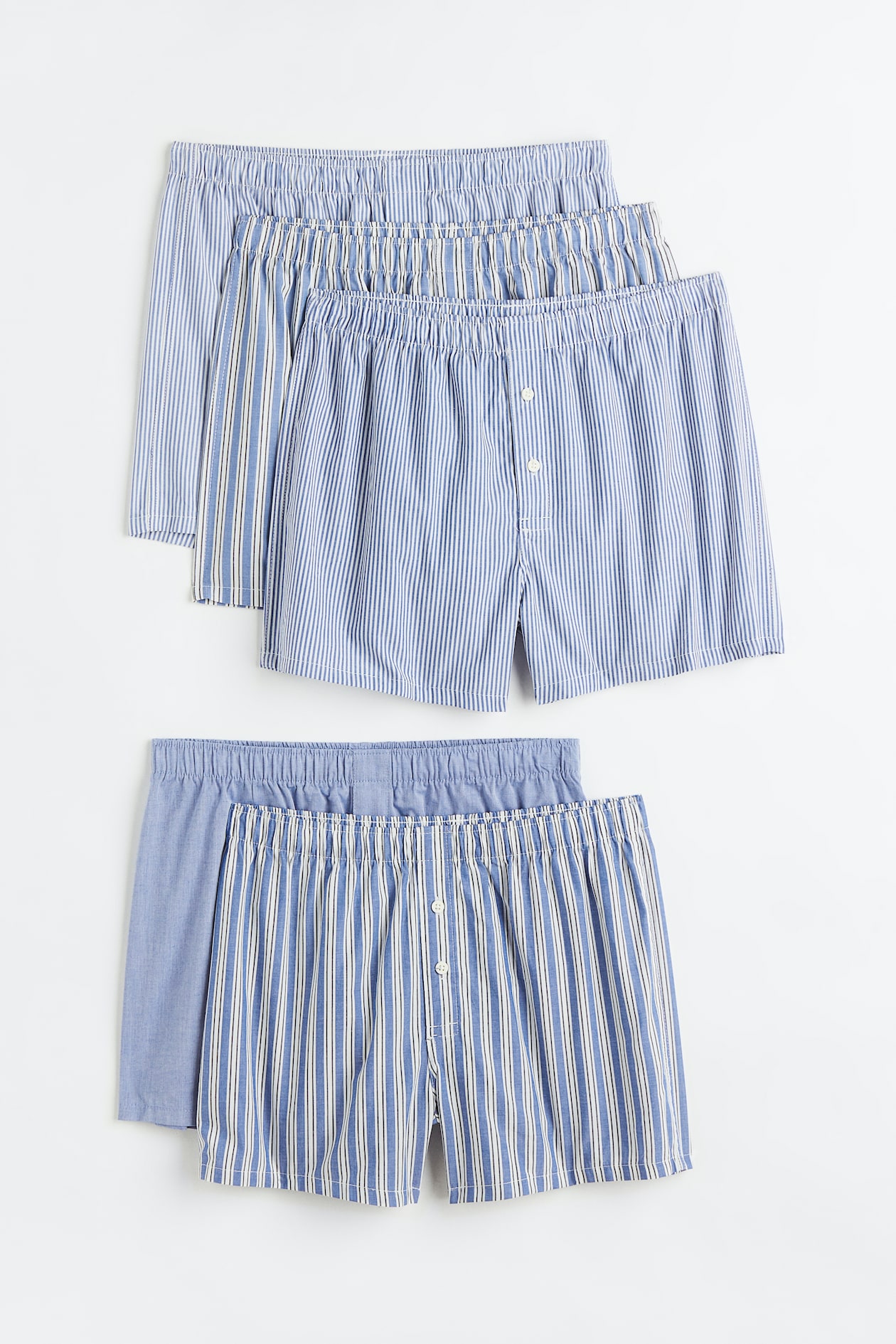 Pack de 5 boxers em tecido de algodão - Azul/Riscas - HOMEM | H&M PT