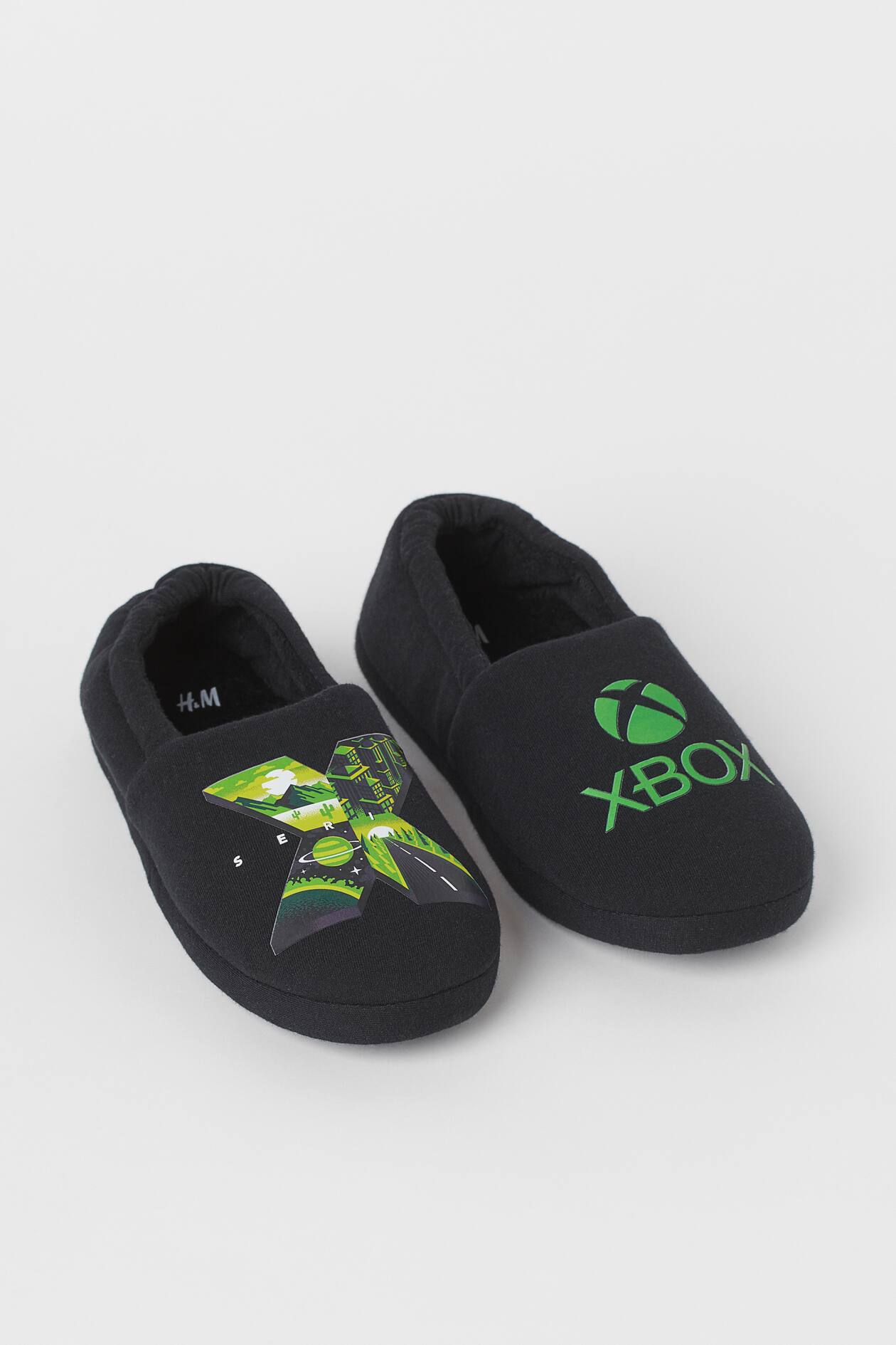 Soft slippers - No heel - Black/Xbox - Kids | H&M GB