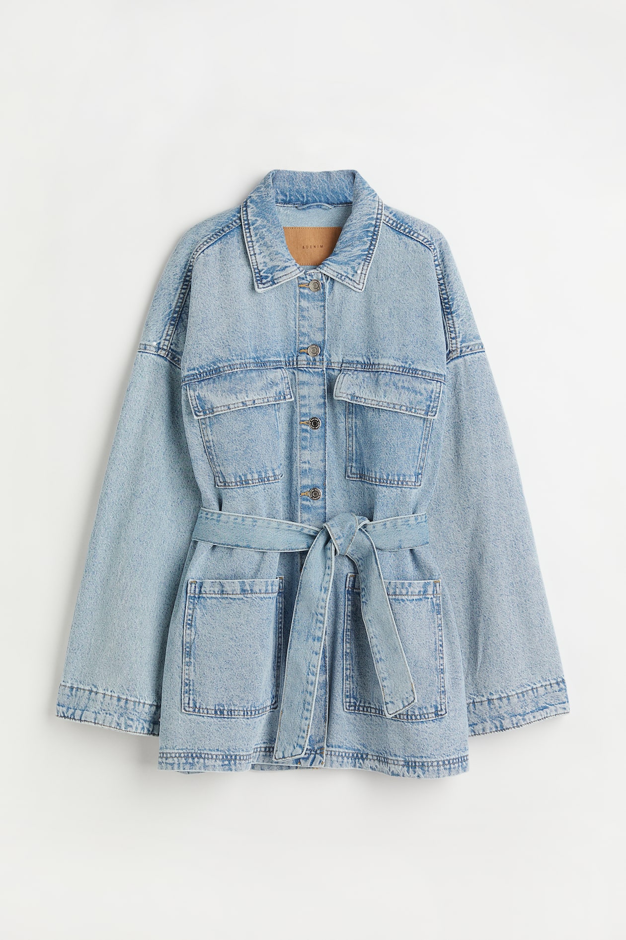 Veste en jean avec ceinture - Bleu denim - FEMME | H&M FR