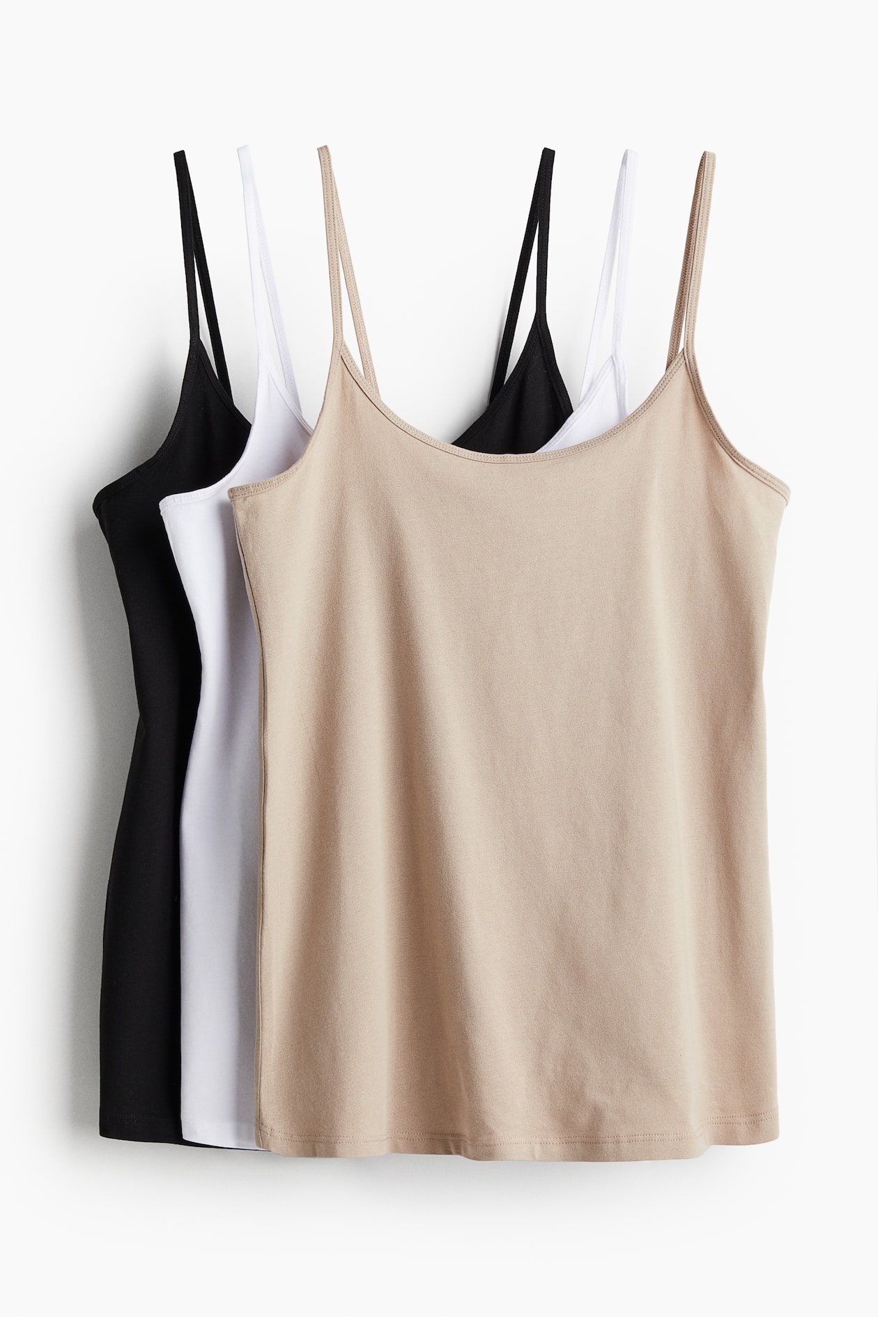 MAMA 3-pack Camisole Tops - Light beige/white/black - Ladies | H&M US