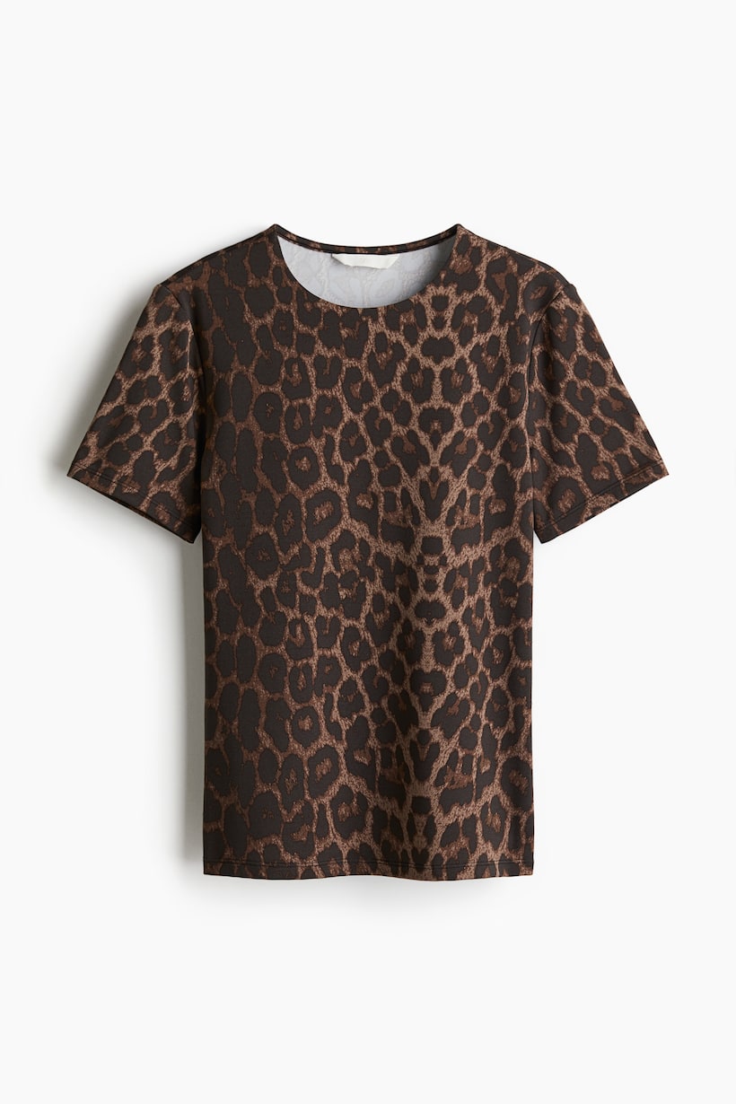 Women's Brown/leopard print Fitted Top | H&M US
