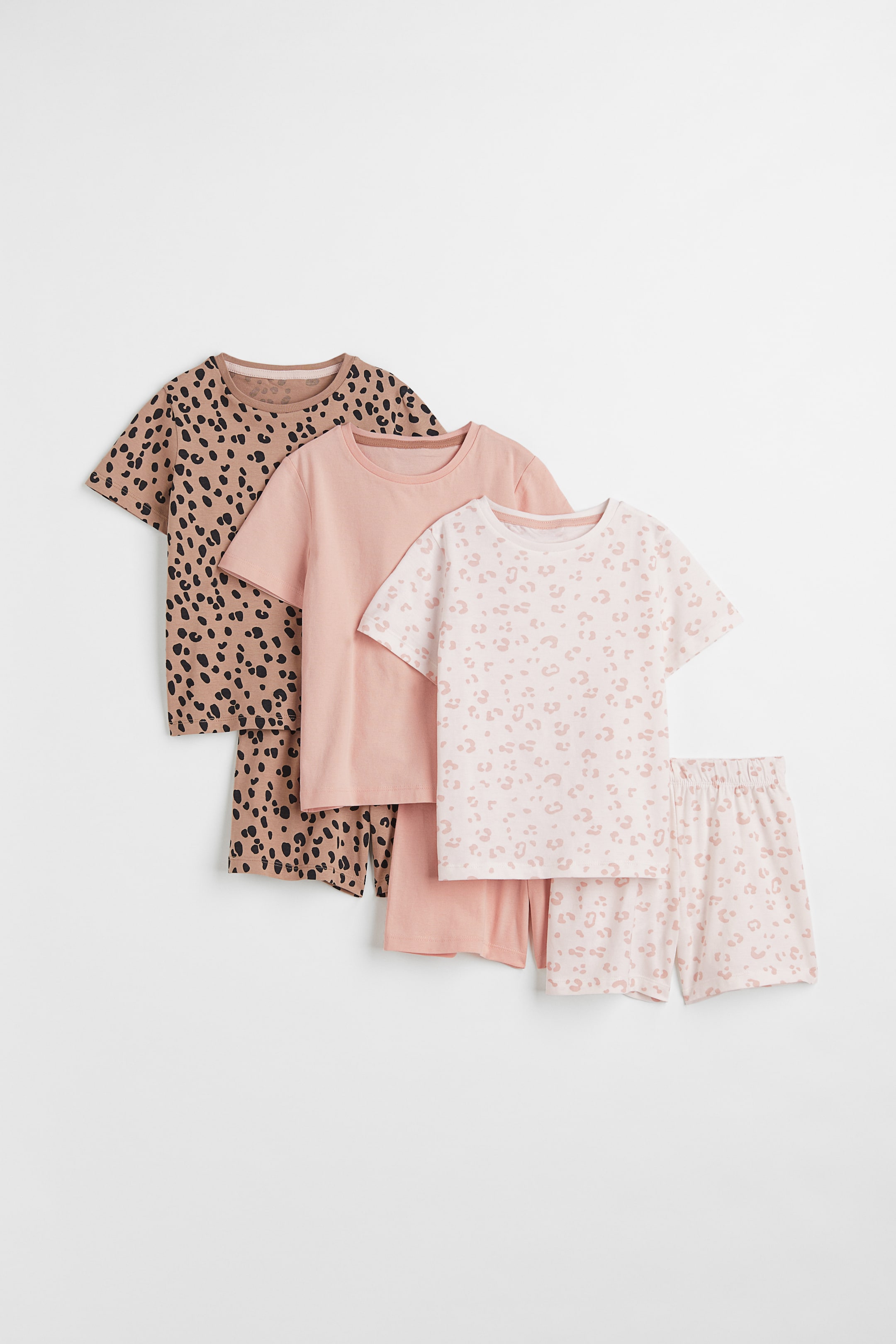 3-pack cotton pyjamas - Light pink/Leopard print - Kids | H&M IN